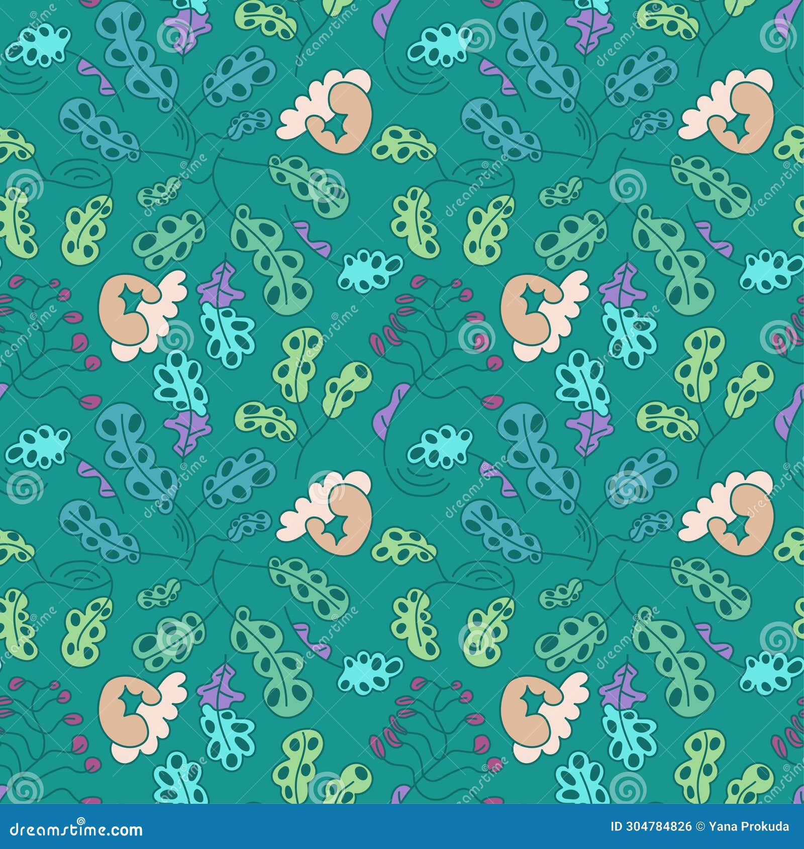 Vector Seamless Nature Pattern with Chaotic Leaves Stock Illustration ...