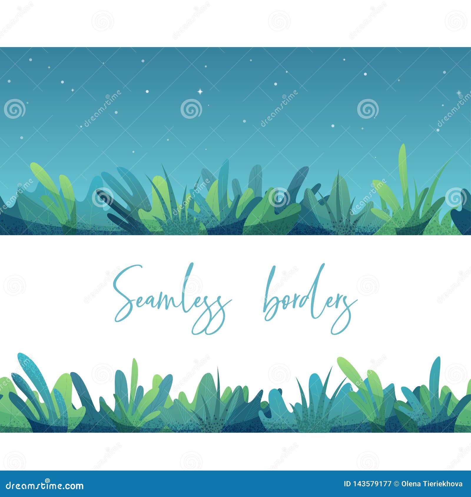Vector Seamless Night Borders Set Stock Vector - Illustration of ...