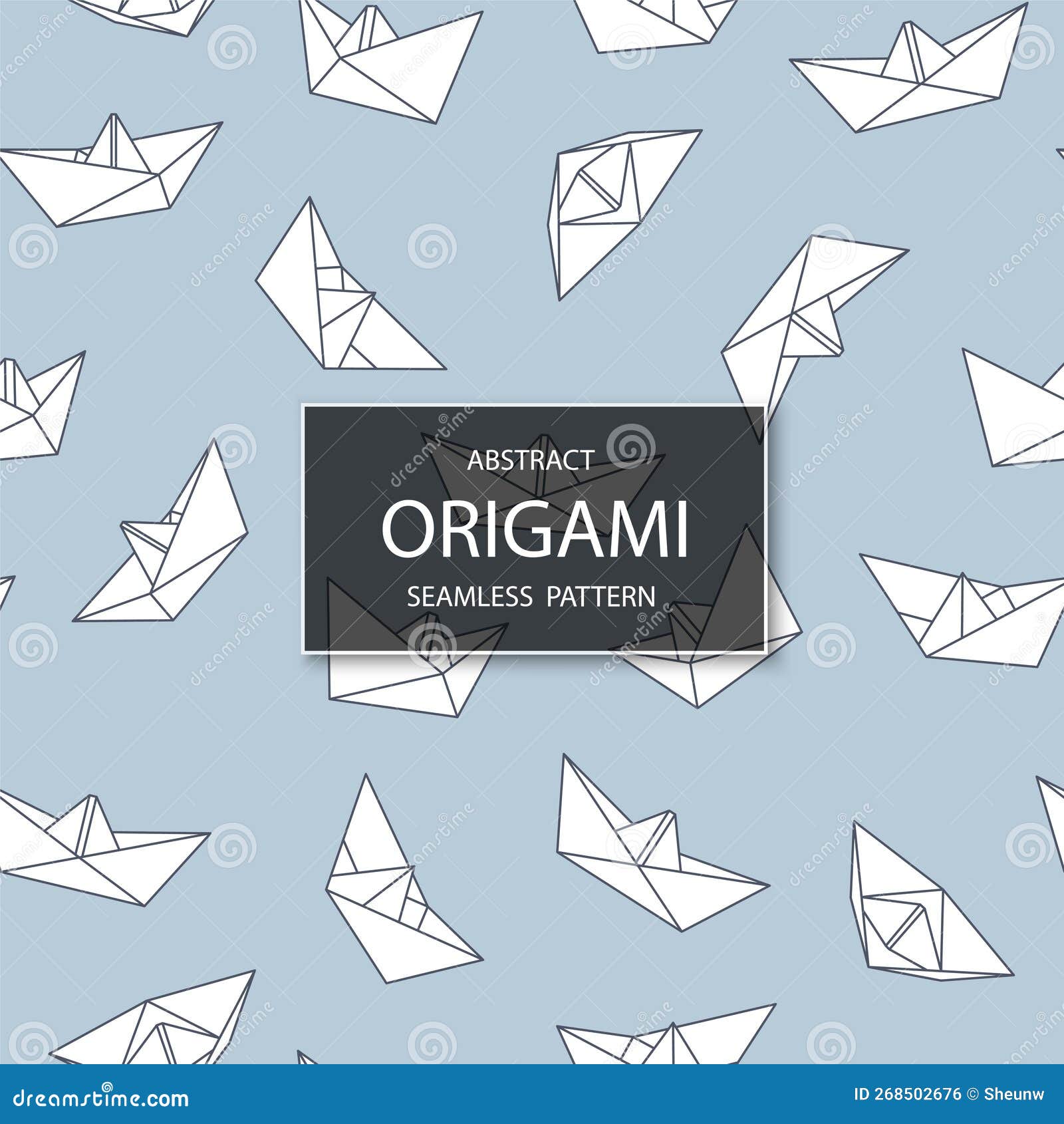 Vector Seamless Origami Paper Pattern with Geometric Ships. Decorative ...