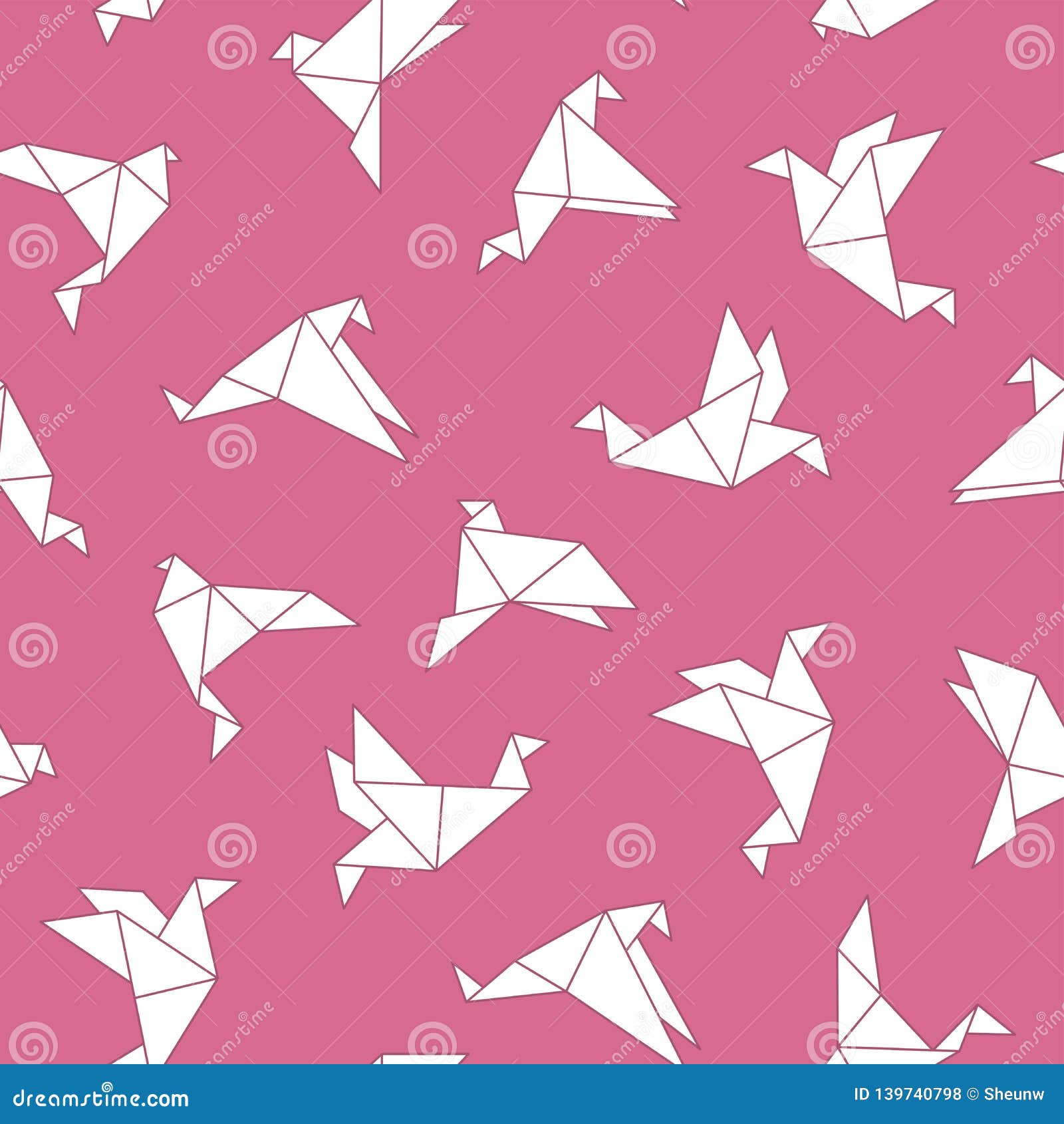 Vector Seamless Origami Pattern with Drawing Paper Birds. Decorative ...