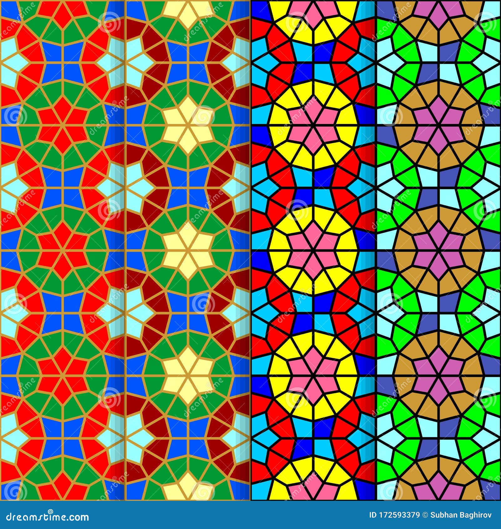 Vector Seamless Ornamental Eastern Pattern Set Illustration Stock ...