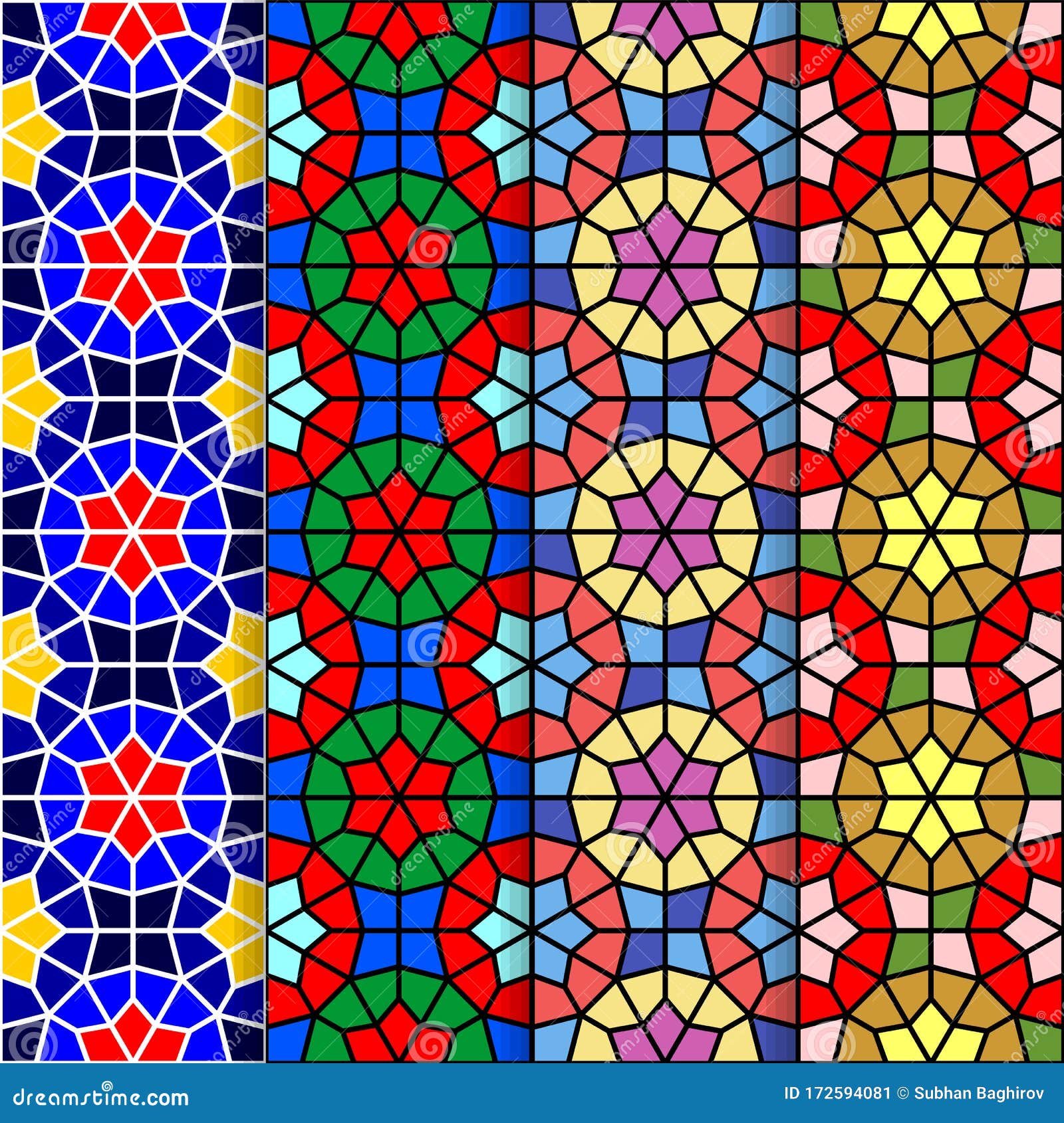 Vector Seamless Ornamental Eastern Pattern Set Illustration Stock ...