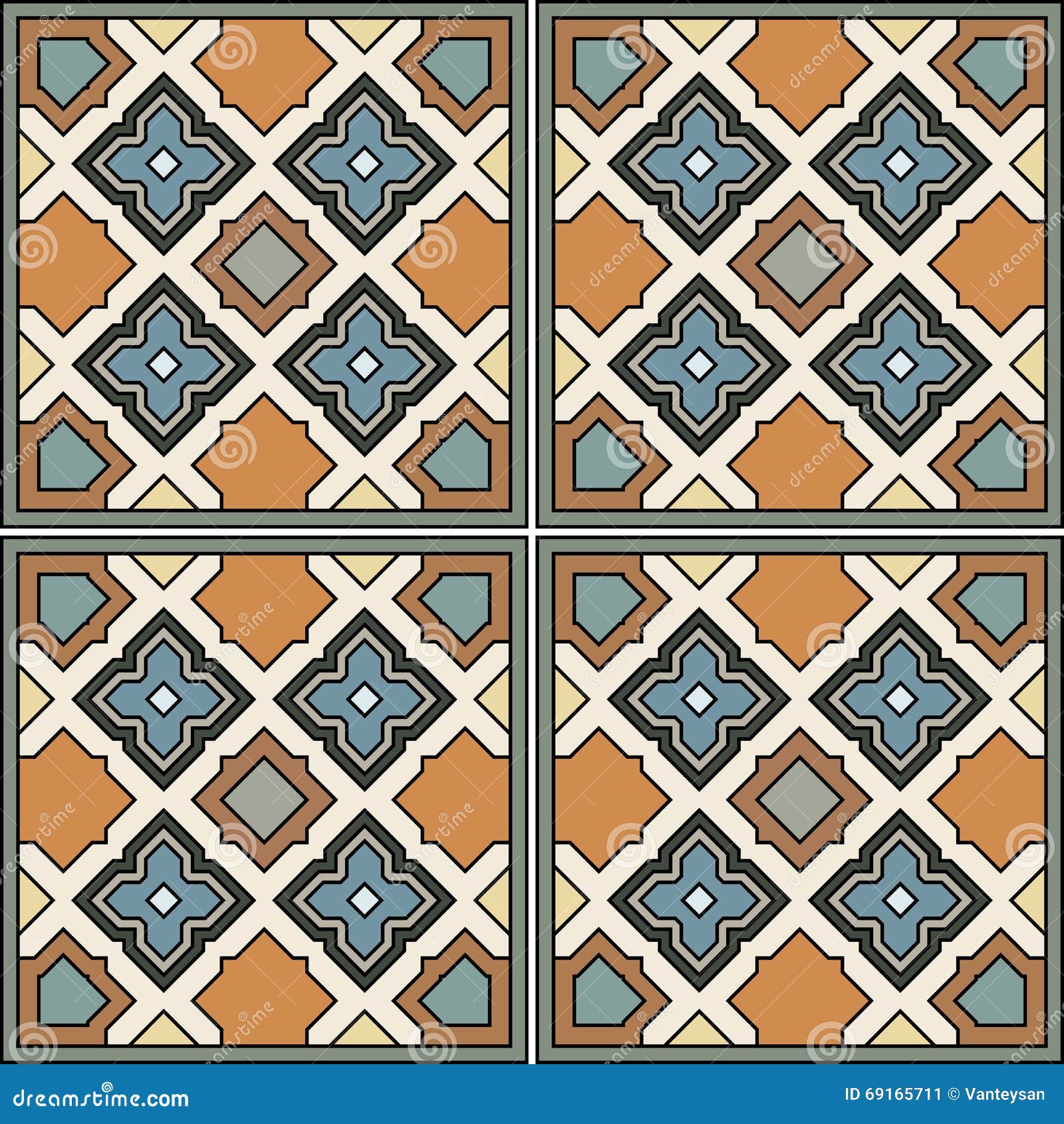 Vector Seamless Ornamental Tile Background. Italian Style. Bright ...