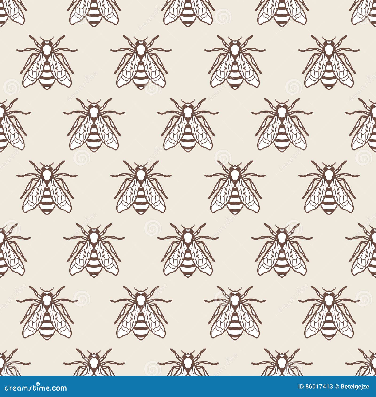 Vector Seamless Pastel Colored Pattern with Linear Style Bee. Organic ...