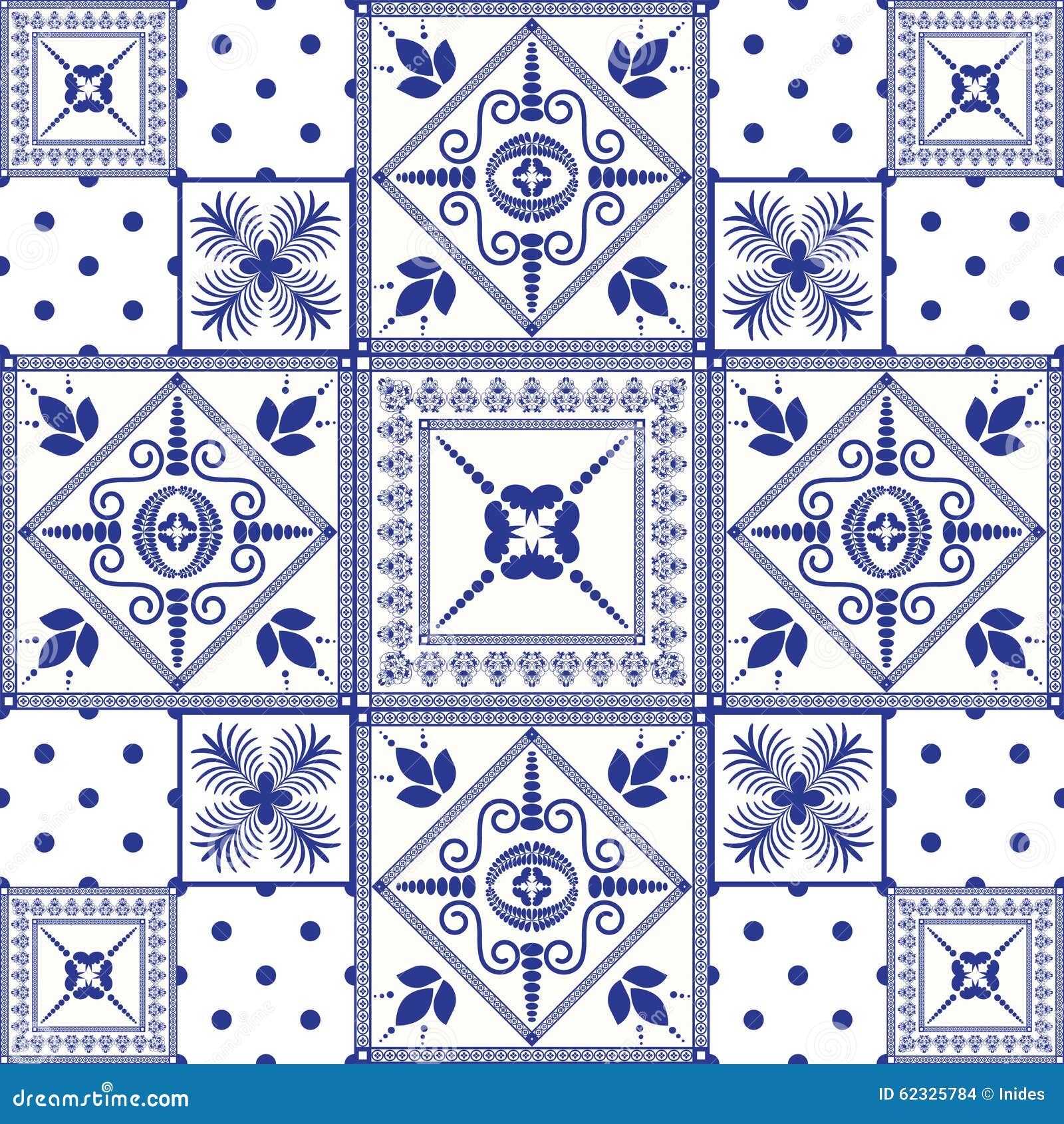 Vector Seamless Patchwork Background. Navy Blue Stock Vector ...