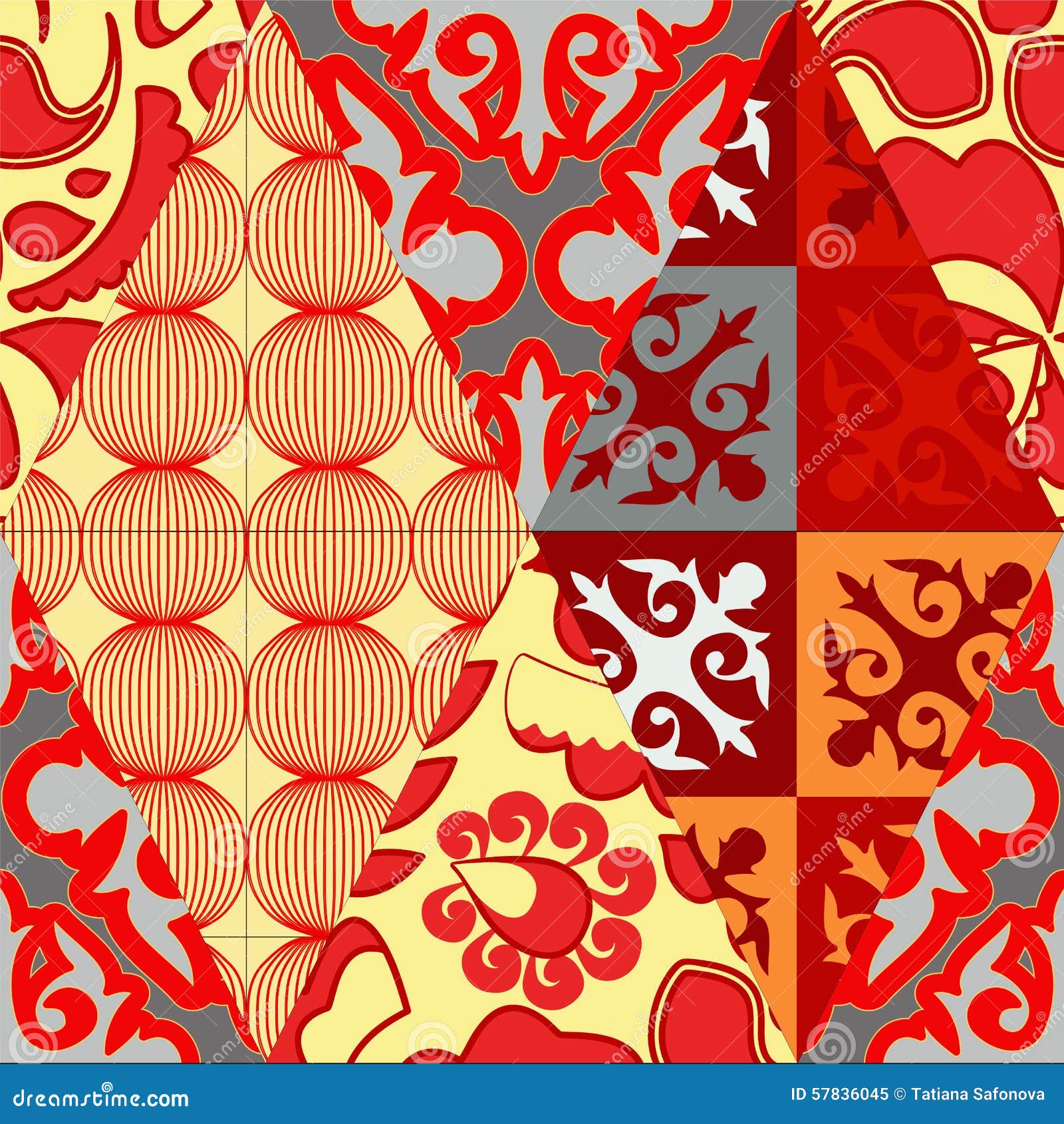 Vector Seamless Patchwork Pattern. Oriental or Russian Design Stock ...