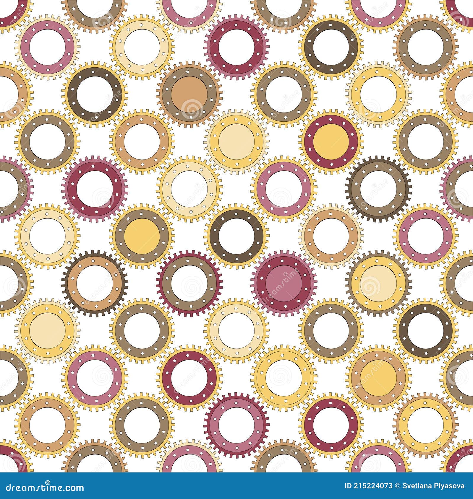 Vector Seamless Patern Gears. Colored Round Gear Elements of the ...