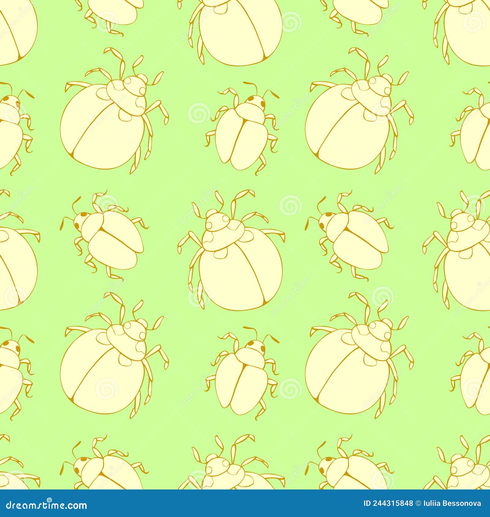 Vector Seamless Pattern of Abstract Beetles in Doodle Flat Style ...