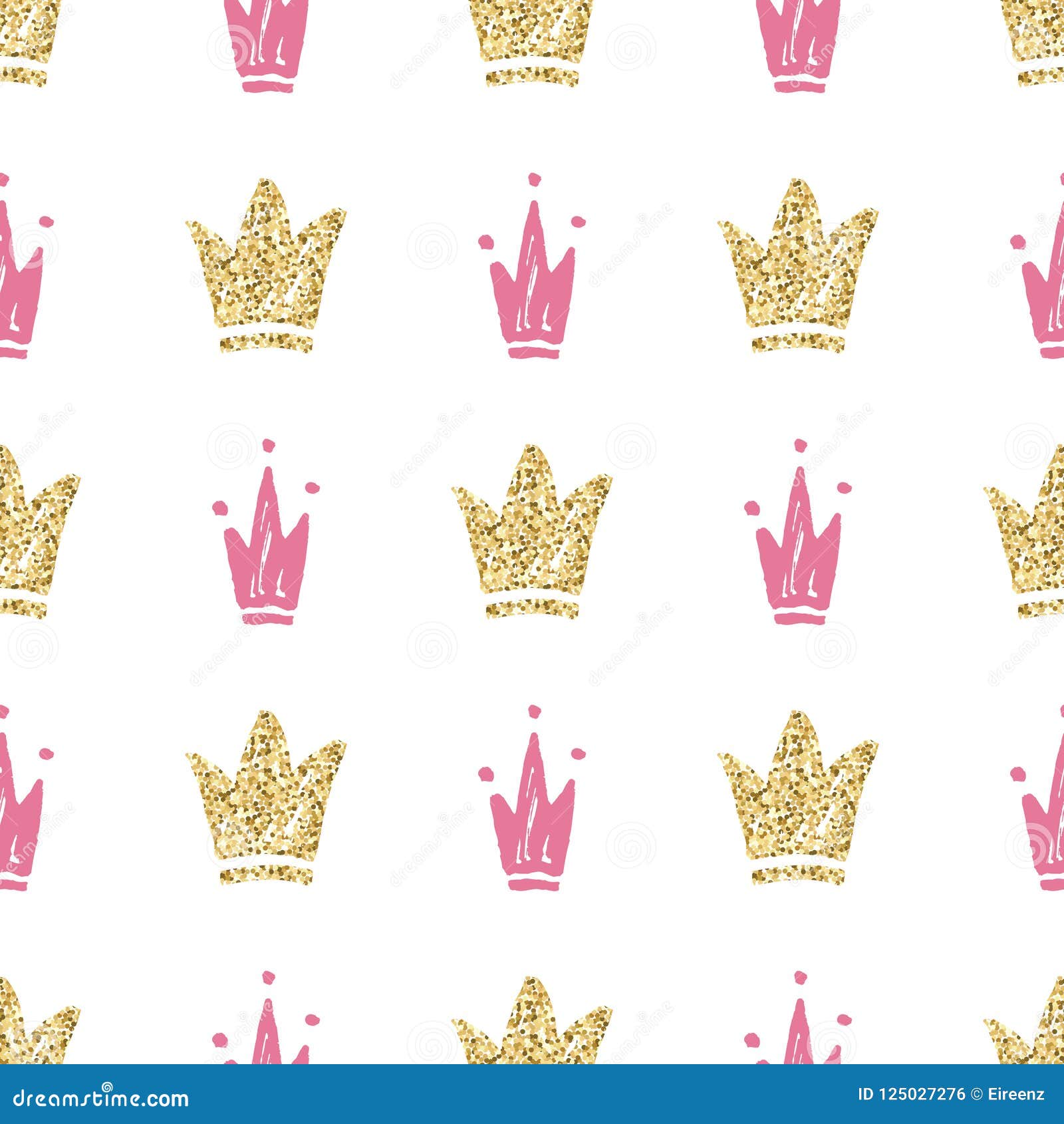 Vector Seamless Pattern with Abstract Hand Drawn Silhouettes of Crowns ...