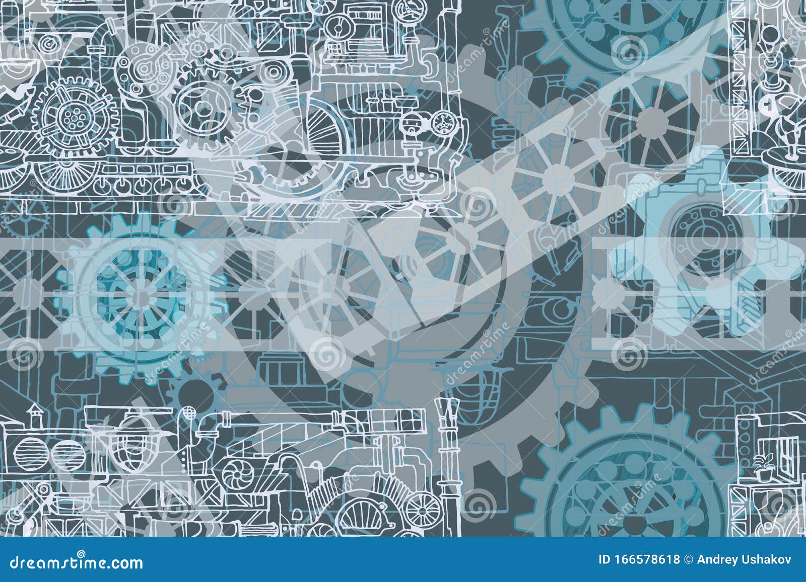 Vector Seamless Pattern with Abstract Industry or Steampunk Background ...