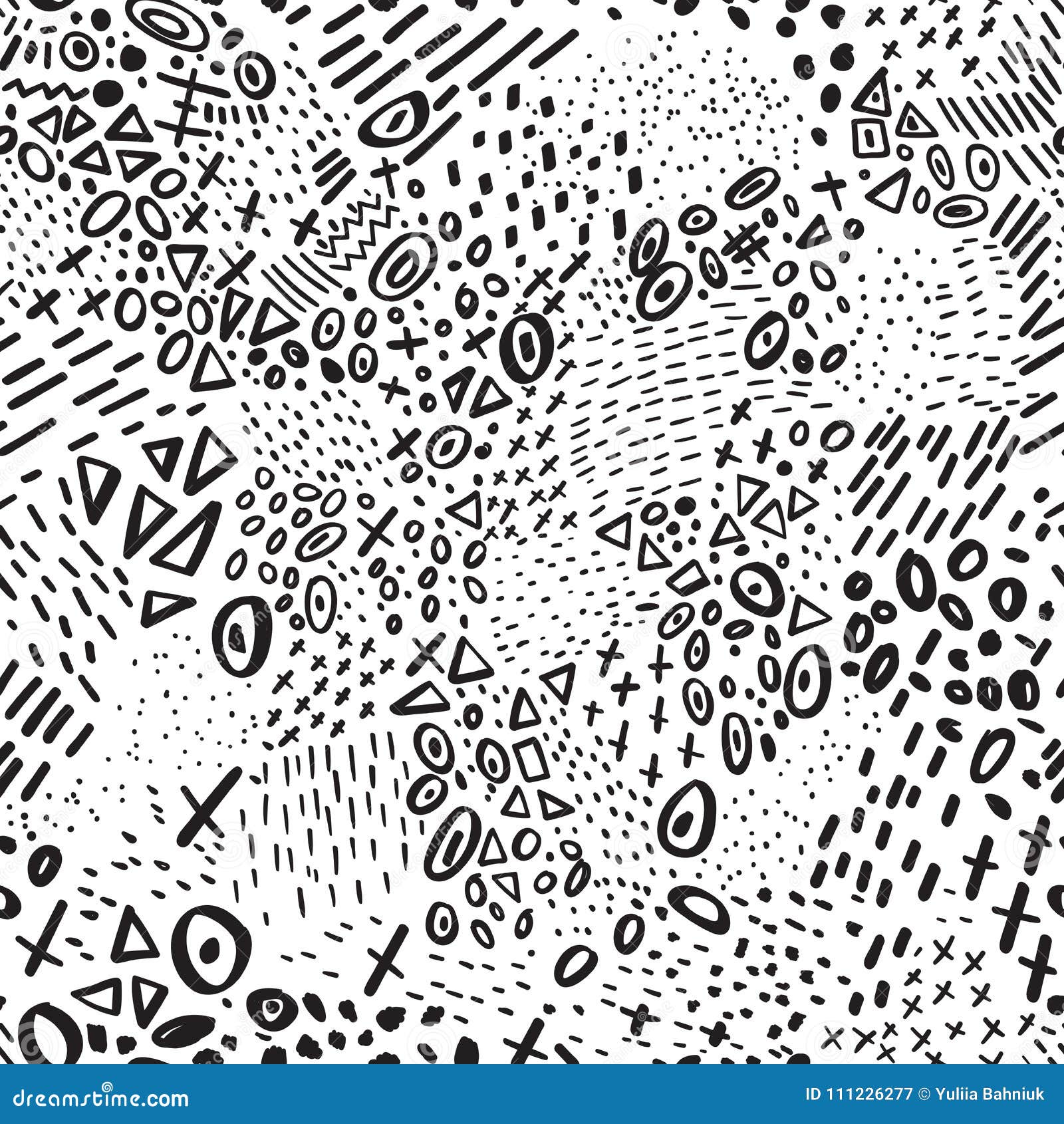 Vector Seamless Pattern with Abstract Marker Doodling Lines and Stock ...