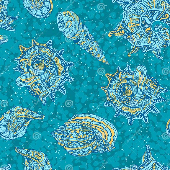 Vector Seamless Pattern with Abstract Shells. Stock Vector ...