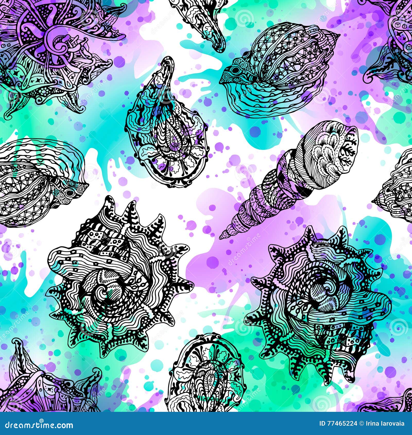 Vector Seamless Pattern with Abstract Shells. Stock Vector ...