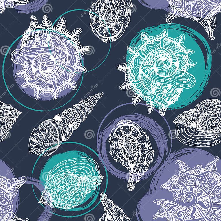 Vector Seamless Pattern with Abstract Shells. Stock Vector ...