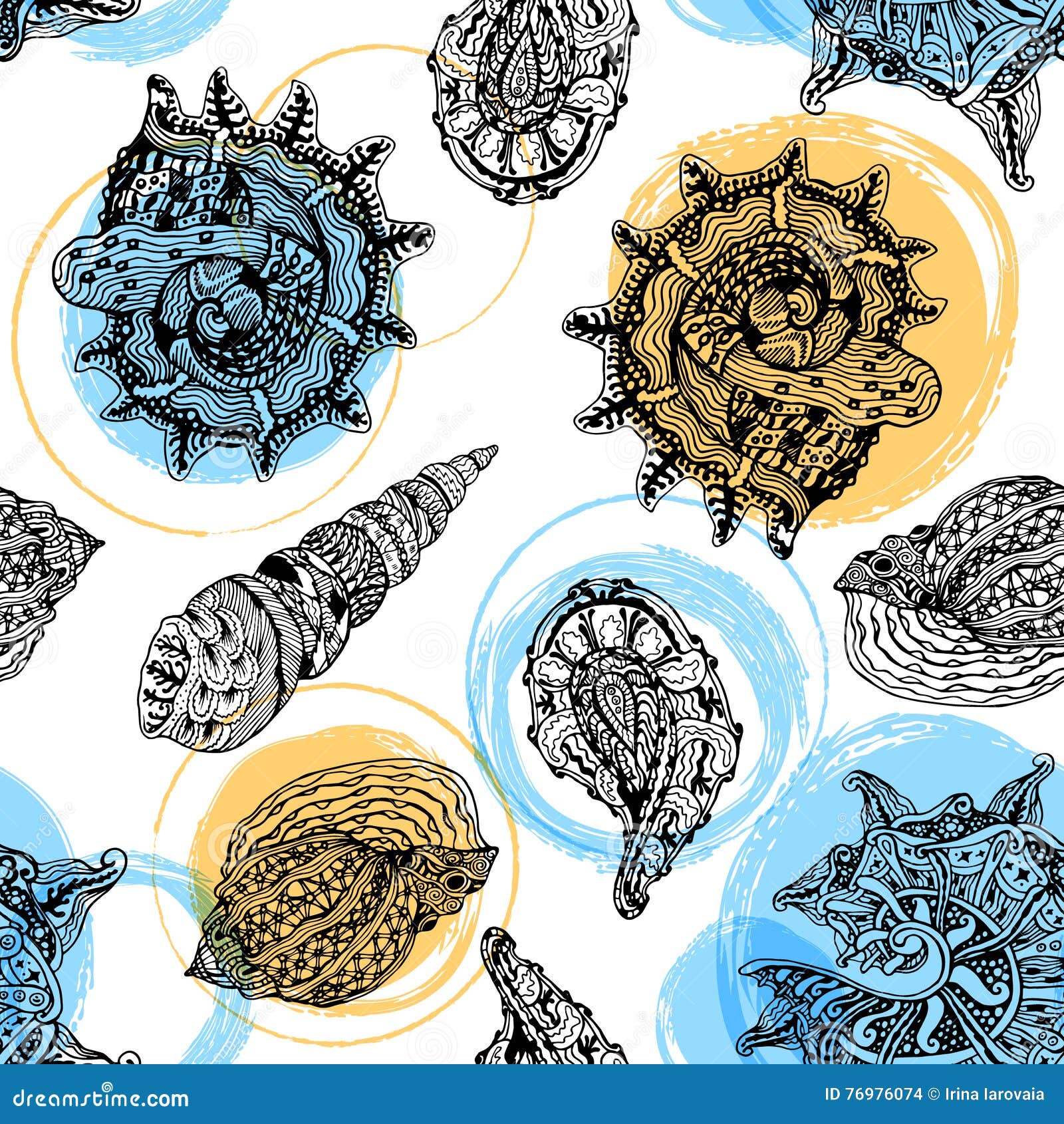 Vector Seamless Pattern with Abstract Shells. Stock Vector ...