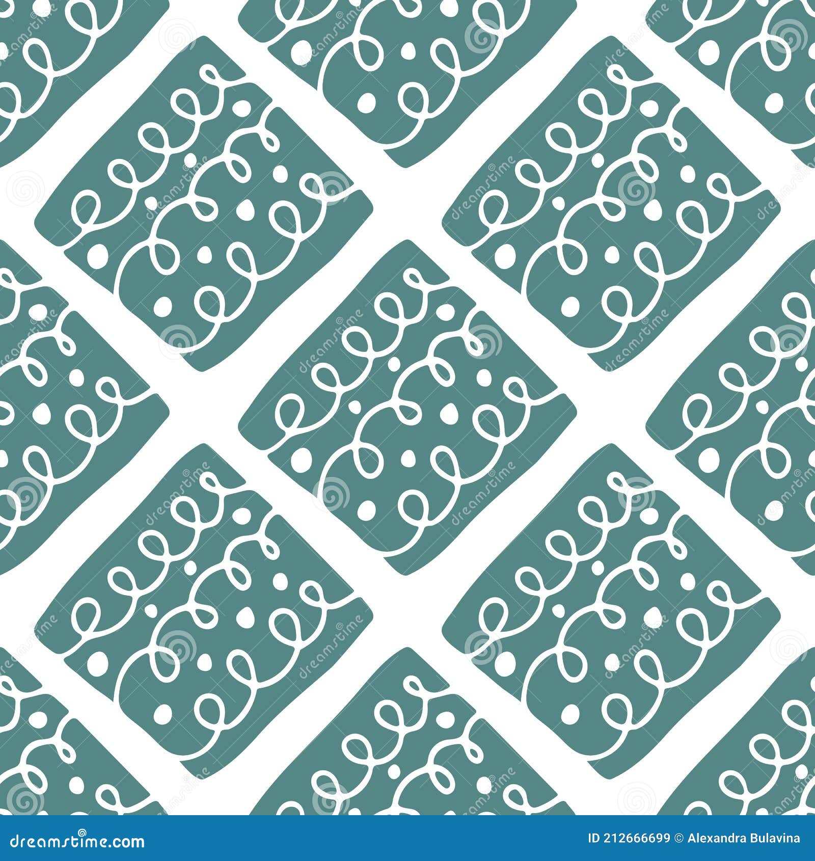 Vector Seamless Pattern with Abstract Square, Swirl on White Bakground ...