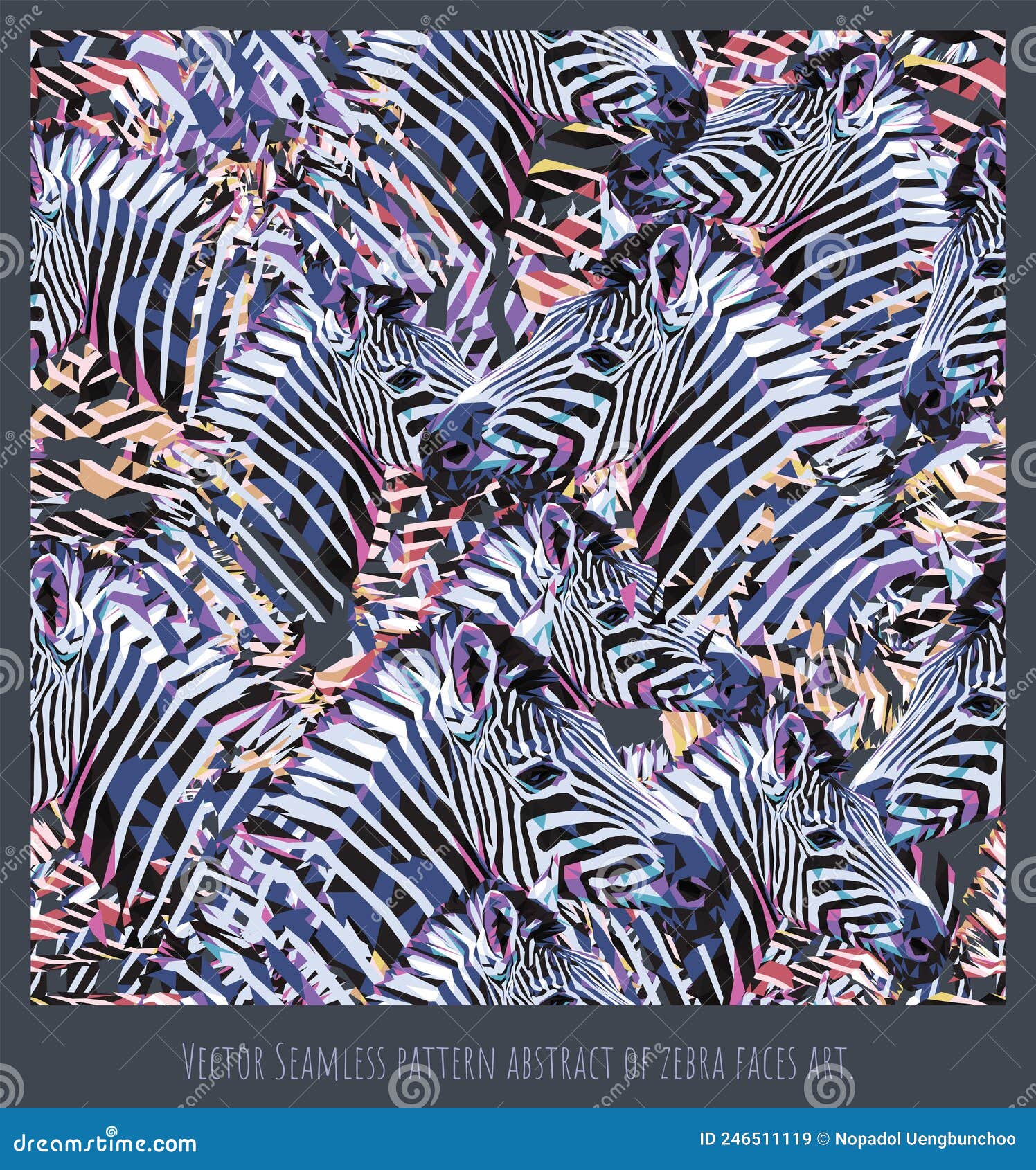 Vector Seamless Pattern Abstract of Zebra Faces Art Stock Illustration ...