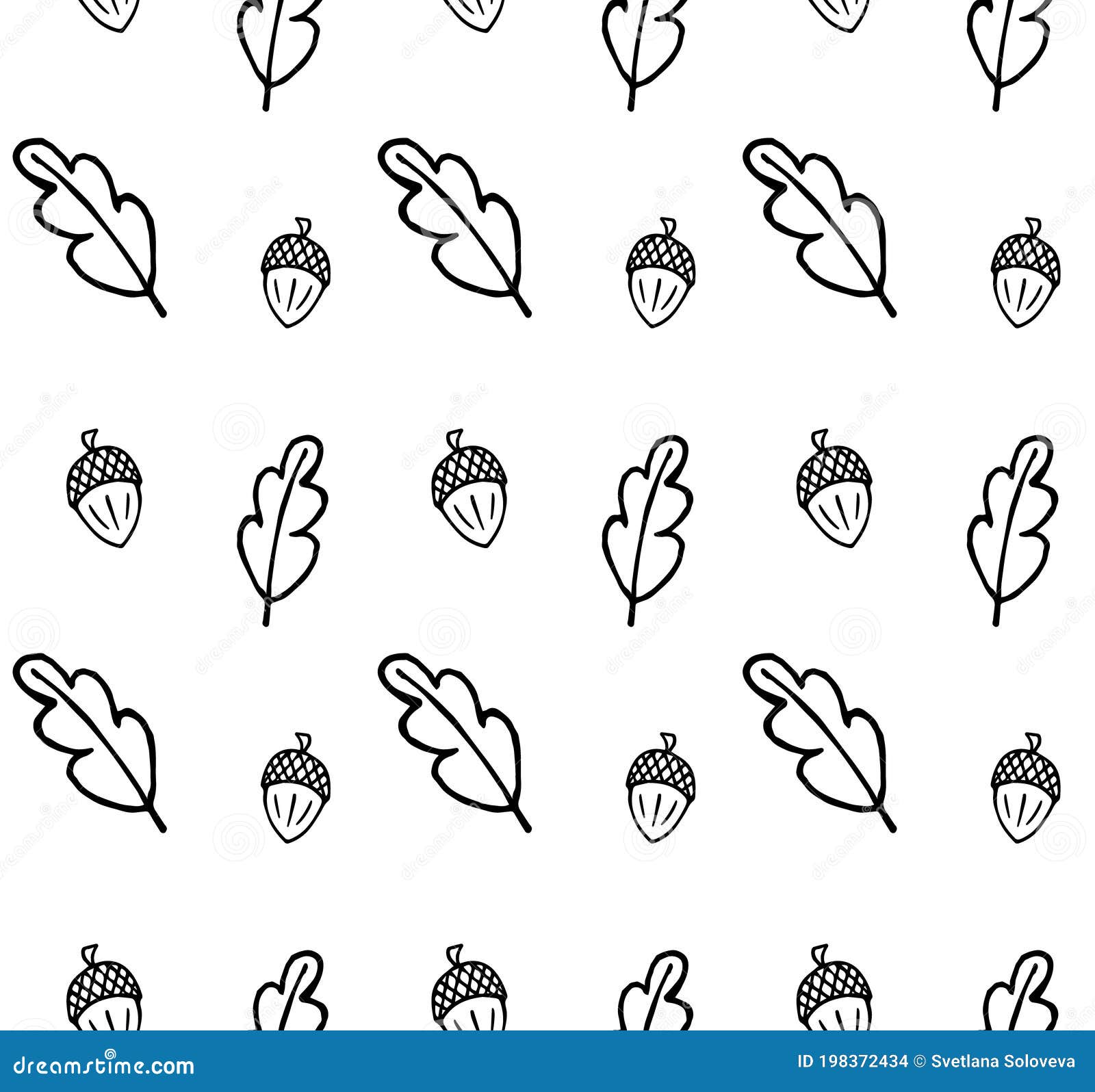 Vector Seamless Pattern of Acorn and Leaves Stock Illustration ...