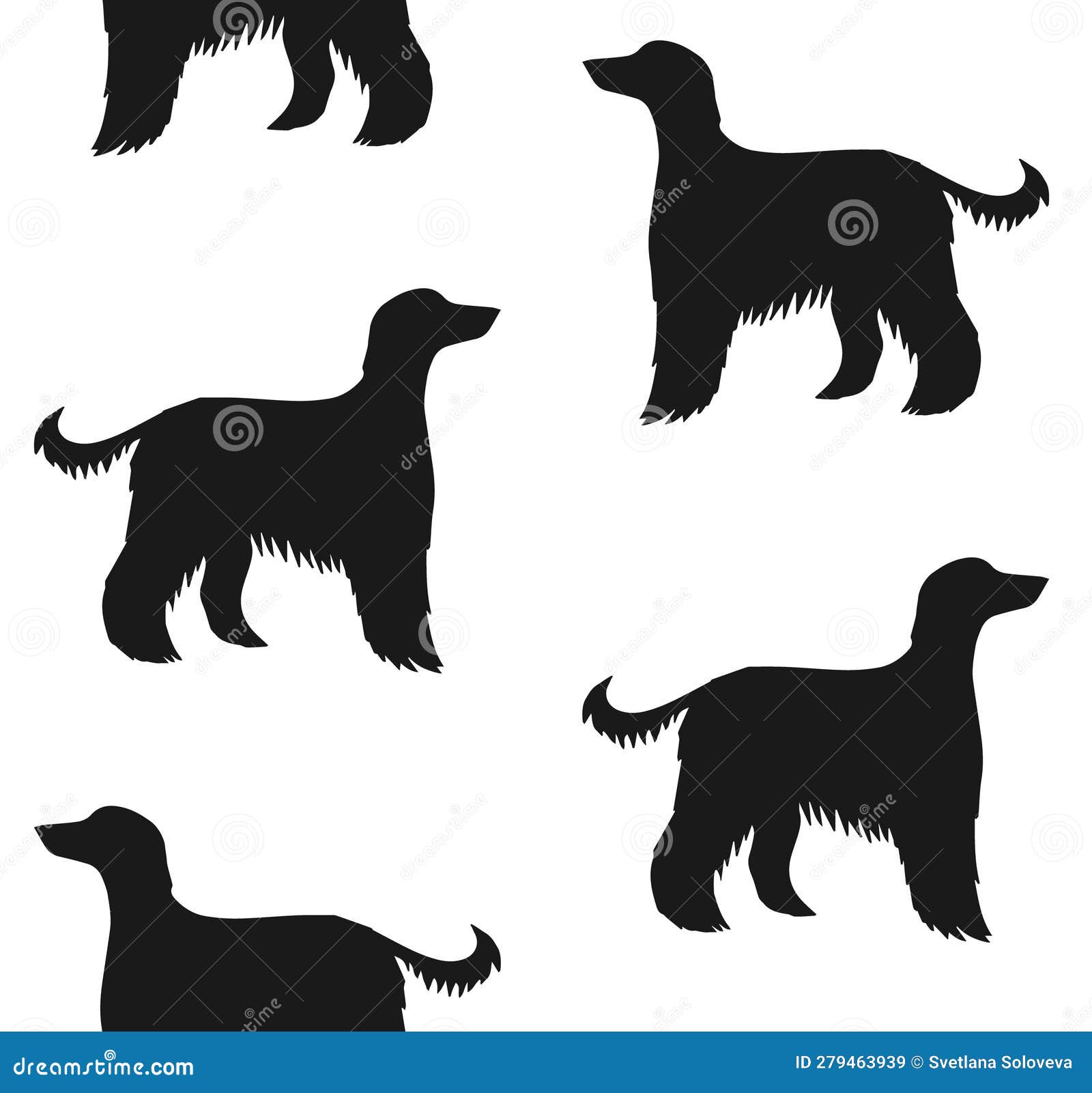 Vector Seamless Pattern of Afghan Hound Silhouette Stock Vector ...