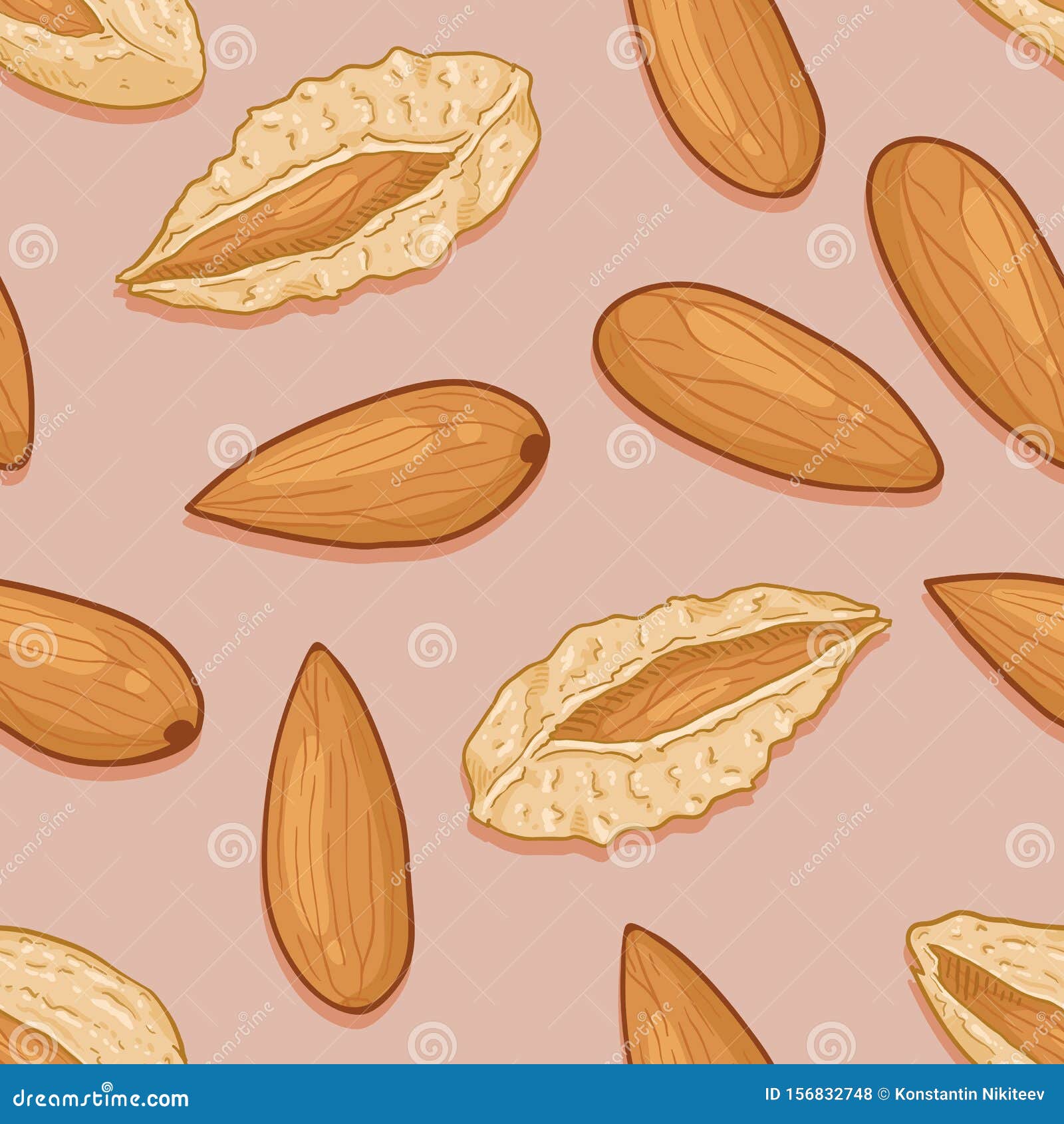 Vector Seamless Pattern of Almonds Stock Vector - Illustration of ...