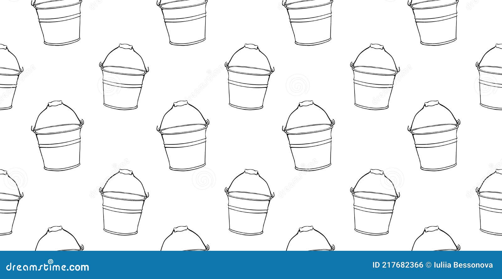 Vector Seamless Pattern of Aluminum Metal Buckets with Handle ...
