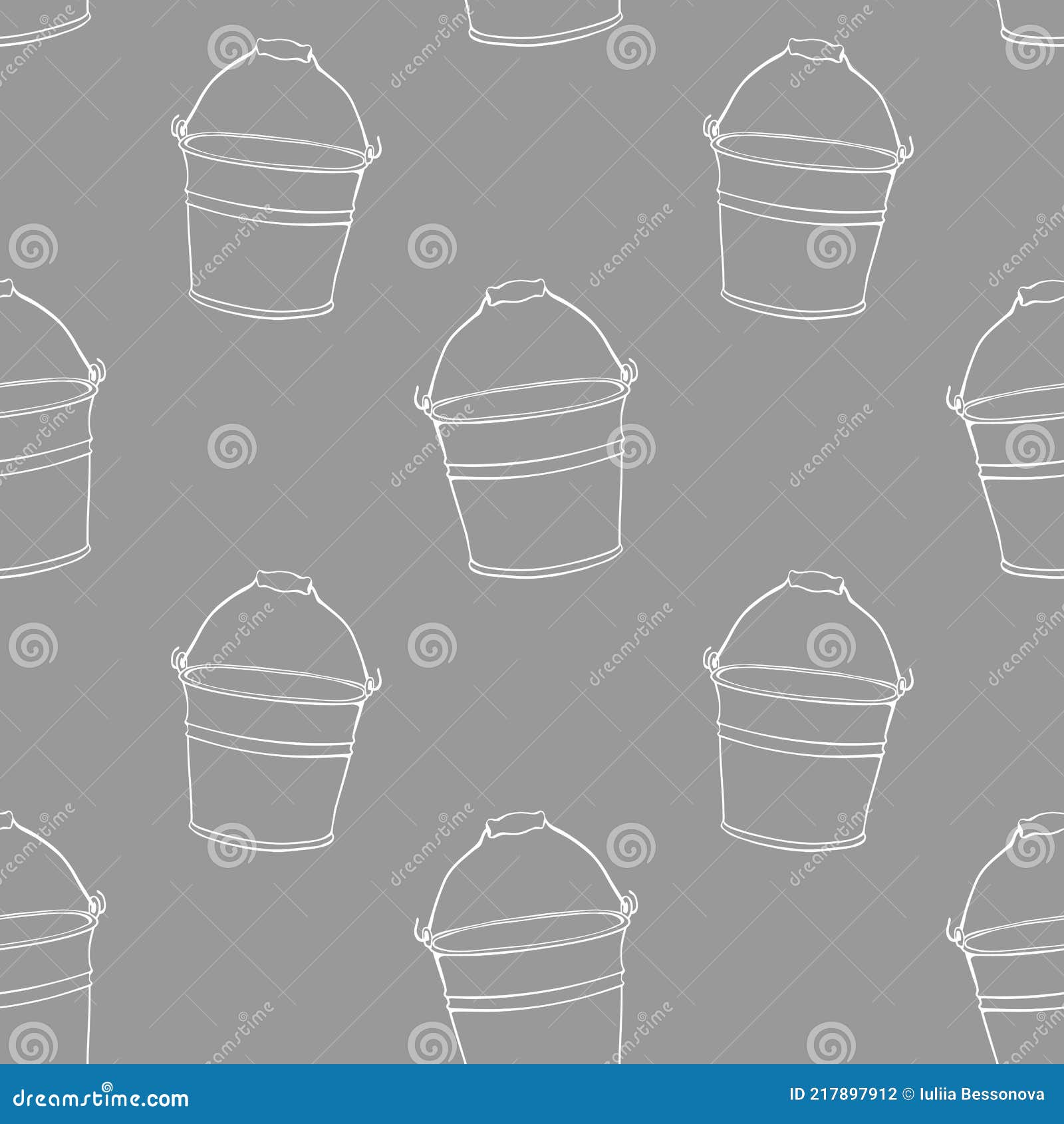 Vector Seamless Pattern of Aluminum Metal Buckets with Handle ...