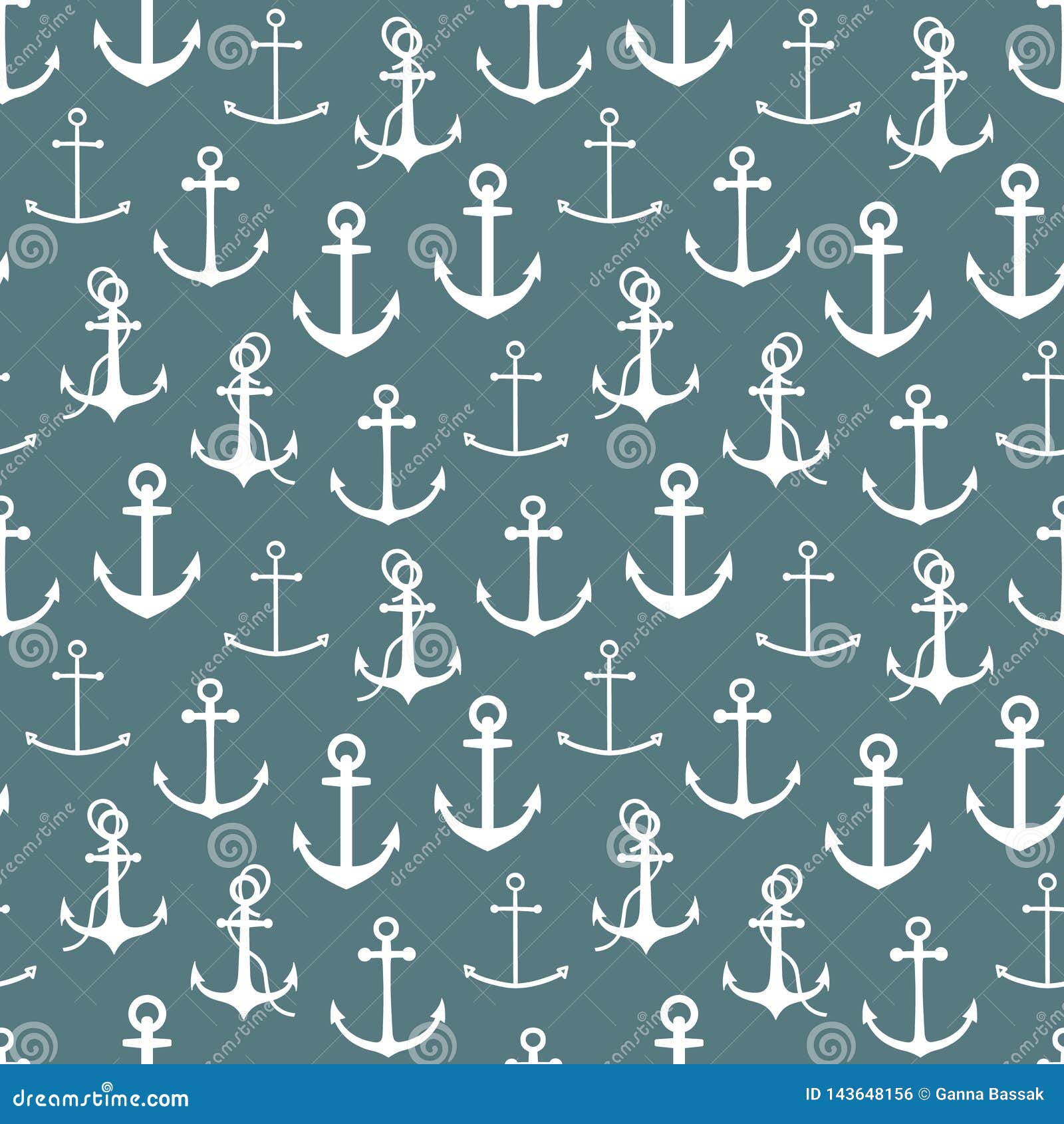 Vector Seamless Pattern with Anchors Stock Illustration - Illustration ...