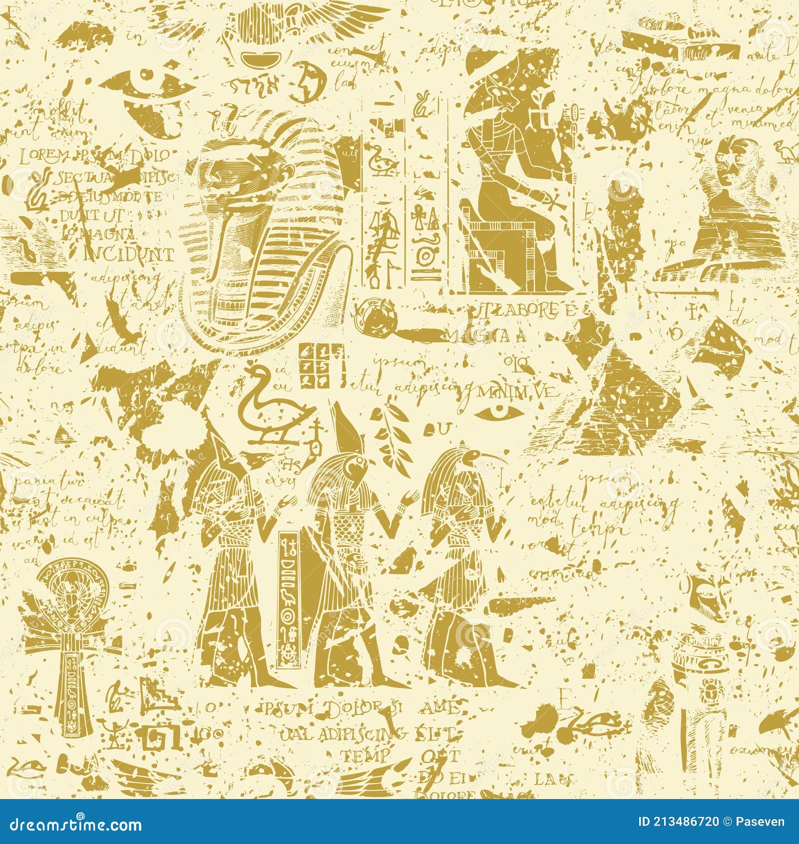 Vector Seamless Pattern on the Ancient Egypt Theme Stock Vector ...