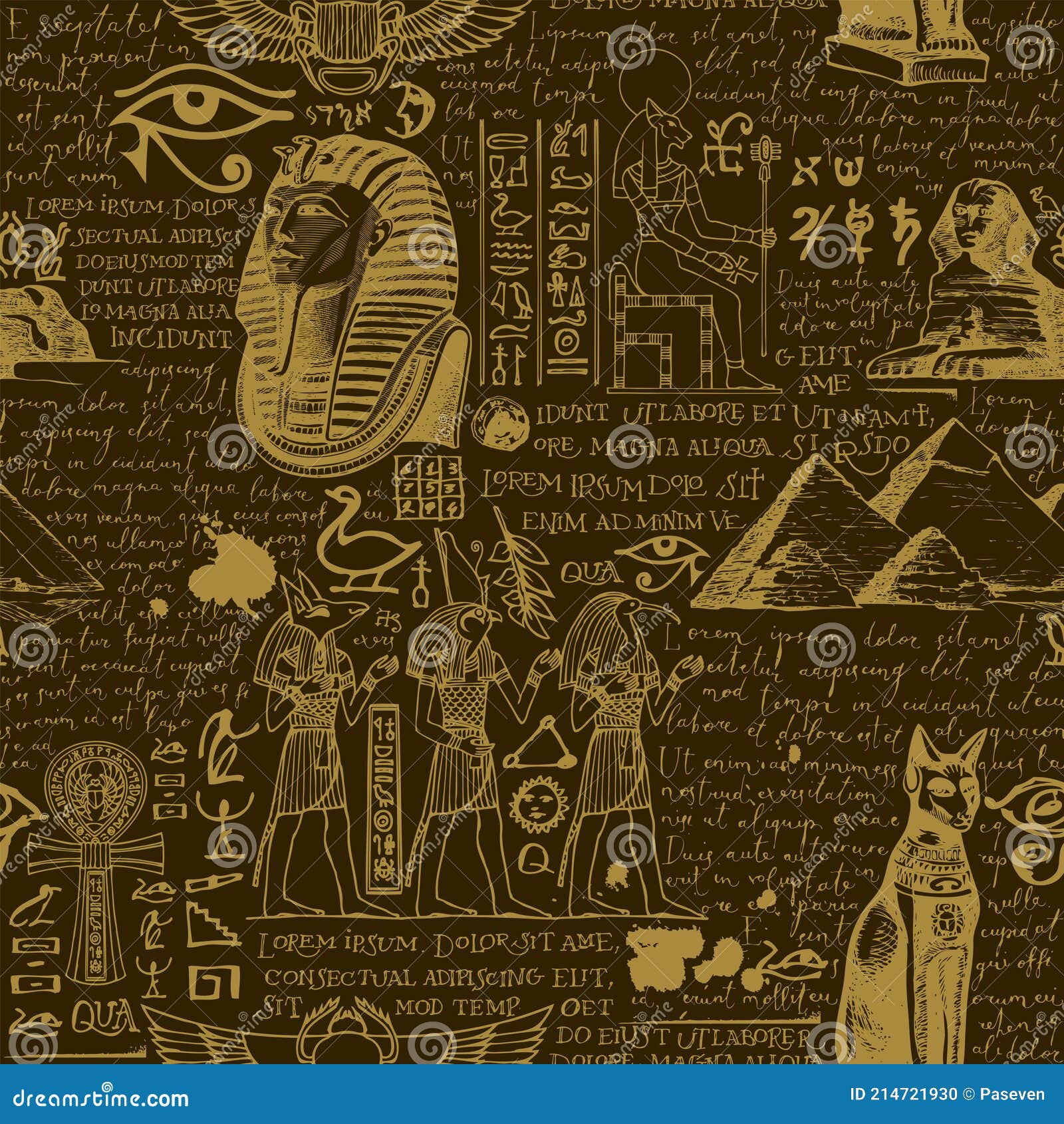 Vector Seamless Pattern on the Ancient Egypt Theme Stock Vector ...