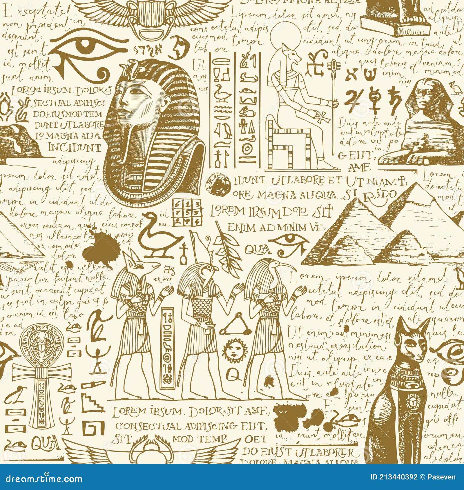 Vector Seamless Pattern on the Ancient Egypt Theme Stock Vector ...