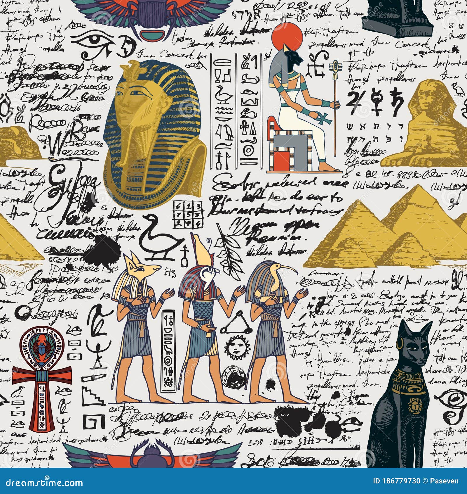 Vector Seamless Pattern on the Ancient Egypt Theme Stock Vector ...