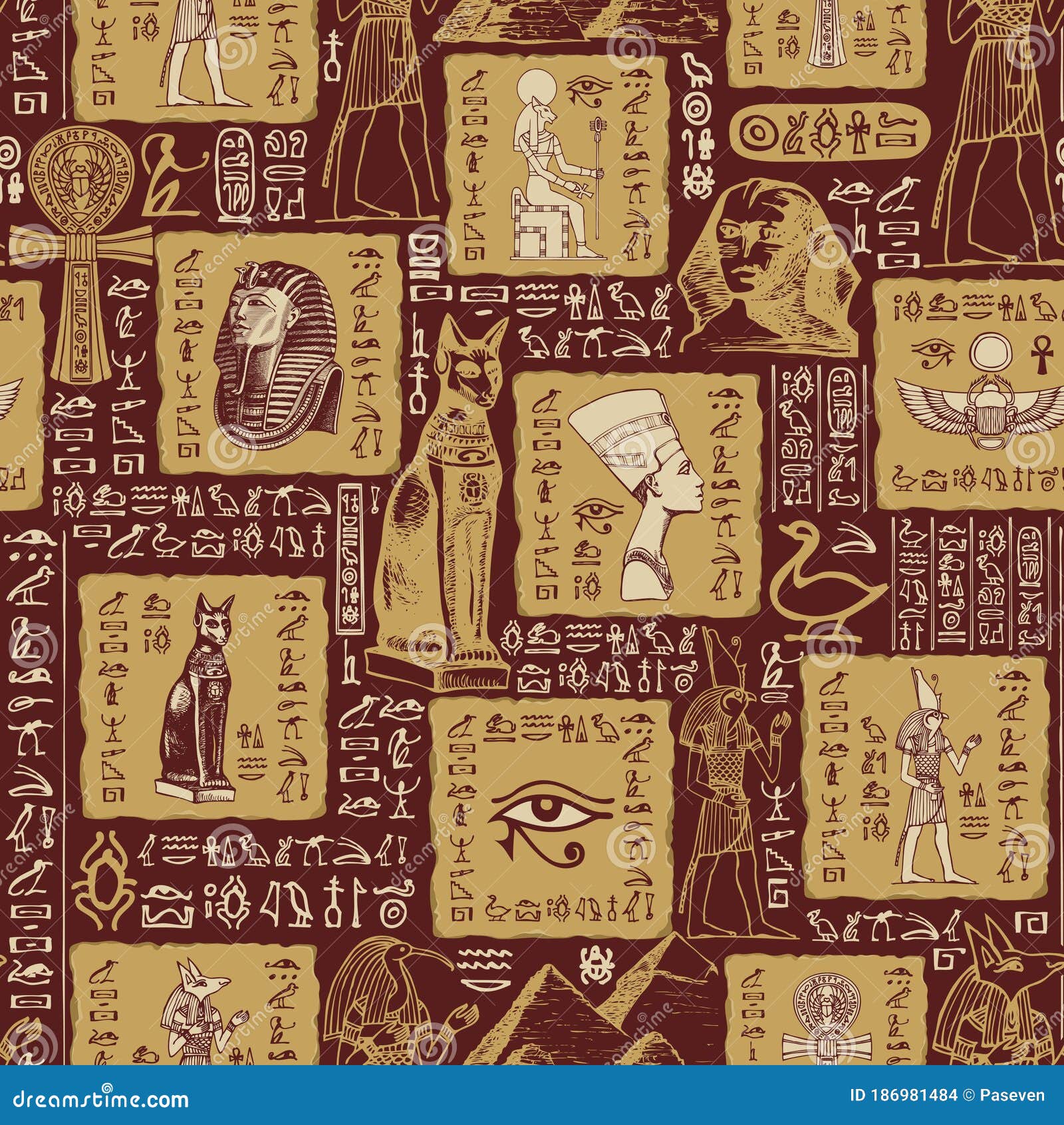 Vector Seamless Pattern on the Ancient Egypt Theme Stock Vector ...