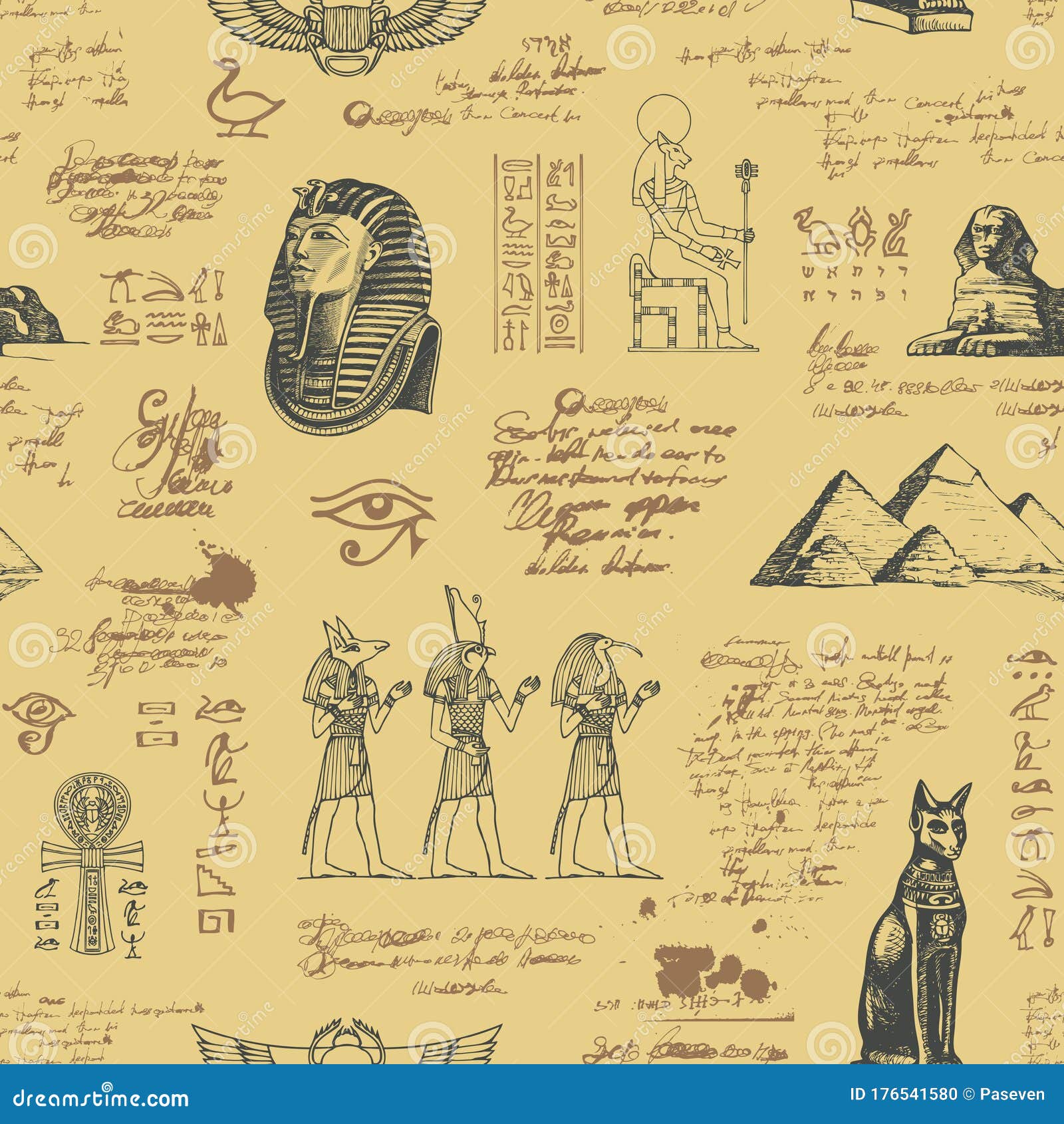 Vector Seamless Pattern on the Ancient Egypt Theme Stock Vector ...