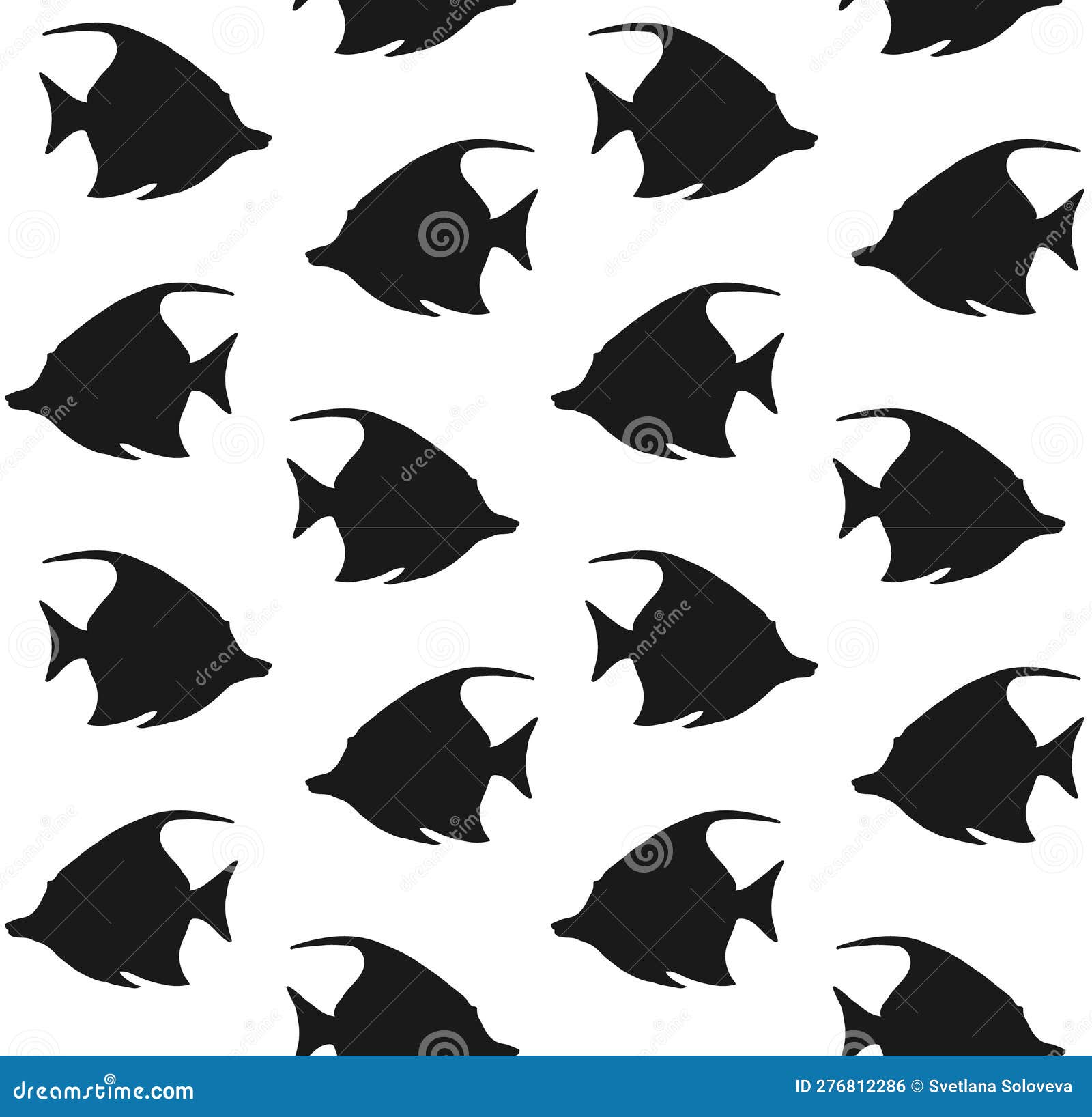 Vector Seamless Pattern of Angel Fish Silhouette Stock Vector ...