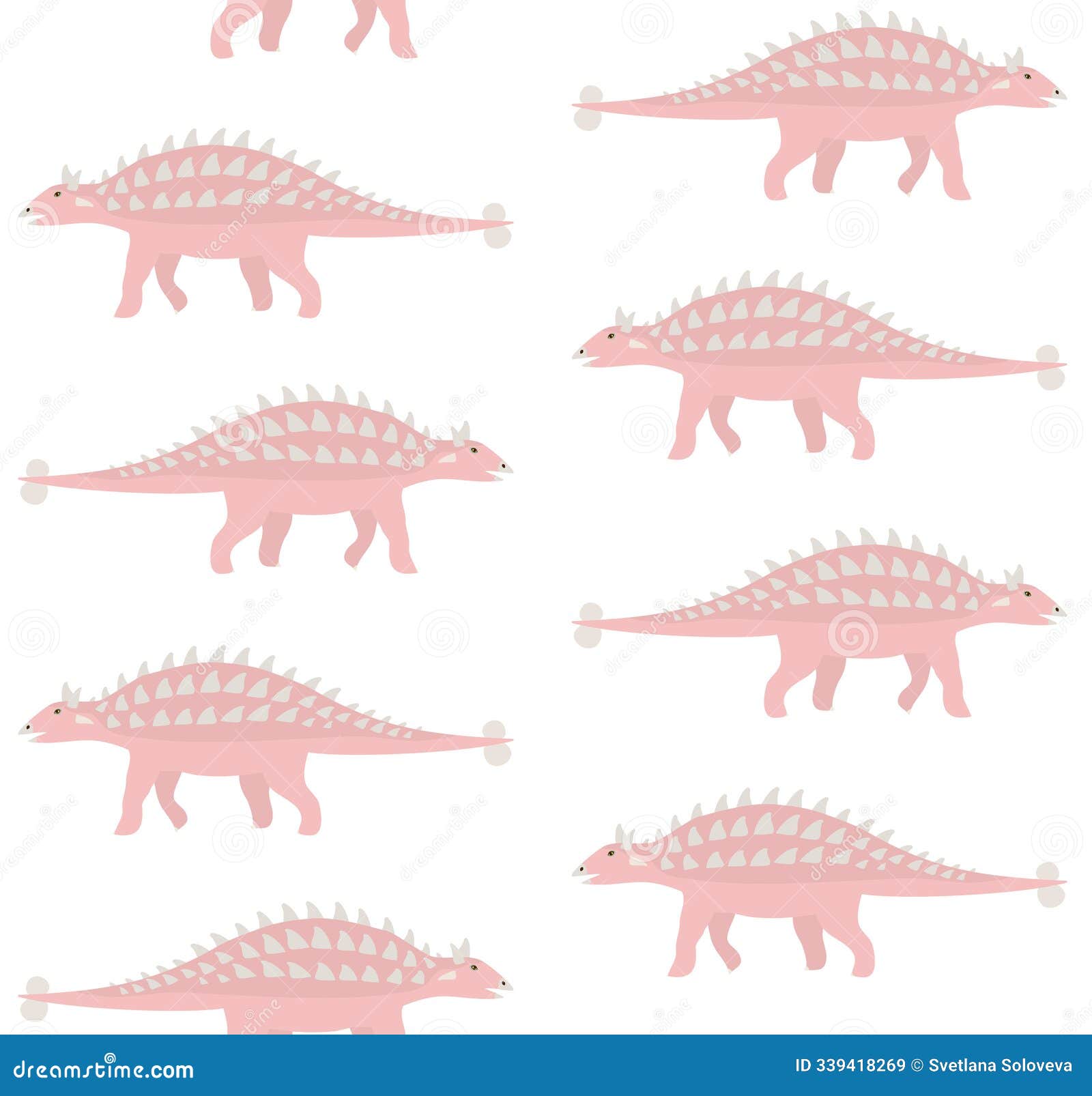 Vector Seamless Pattern of Ankylosaur Dinosaur Stock Vector ...