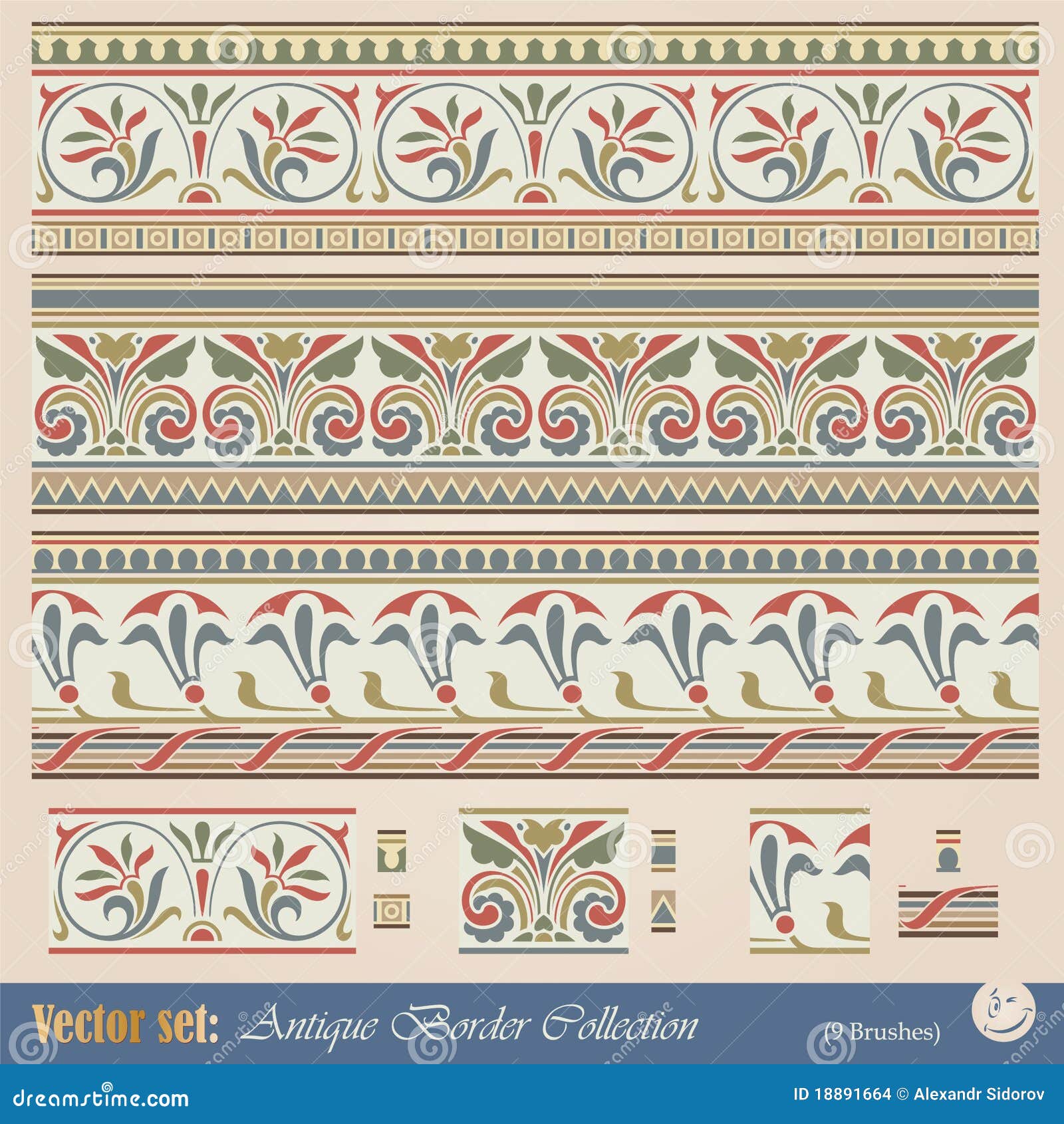 Vector Seamless Pattern in Antique Style Stock Vector - Illustration of ...