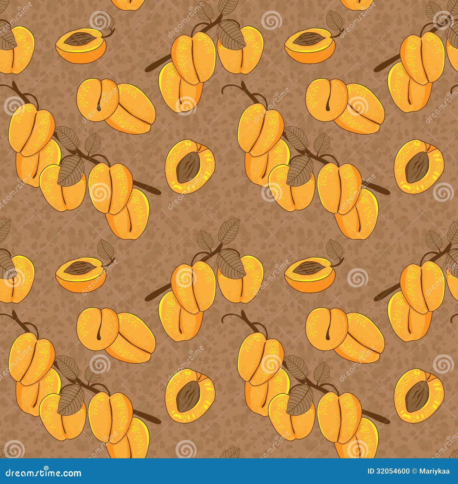 Vector Seamless Pattern with Apricot Stock Vector - Illustration of ...