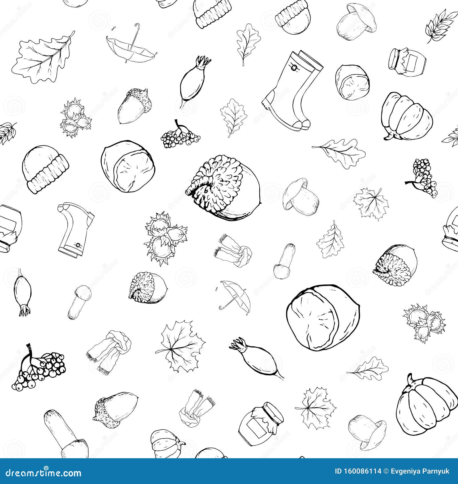 Vector Seamless Pattern with Autumn Objects. Stock Vector ...