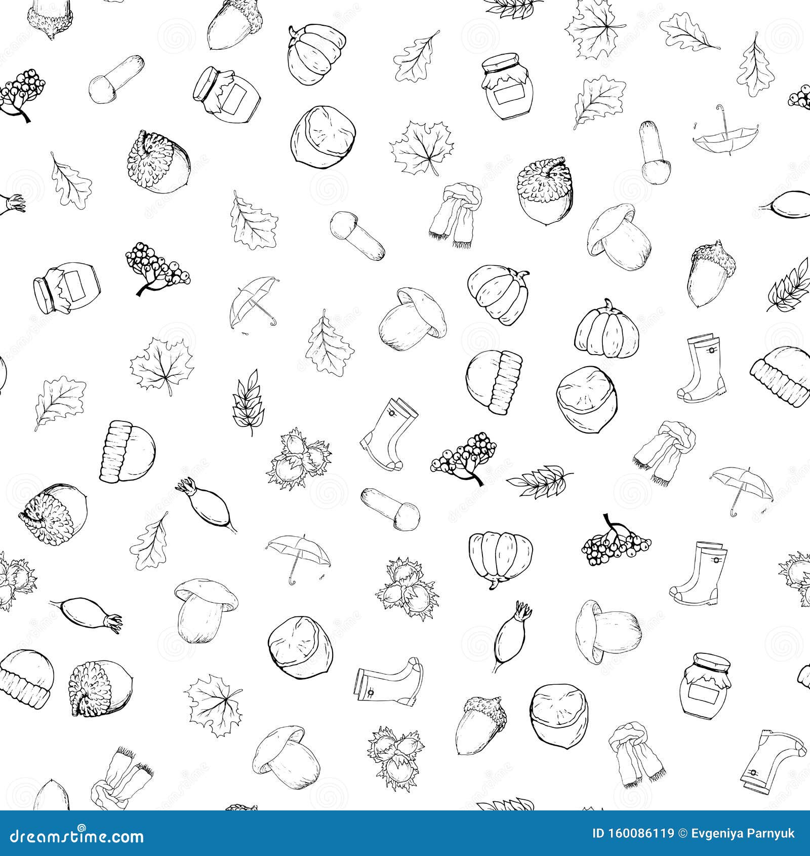 Vector Seamless Pattern with Autumn Objects. Stock Vector ...