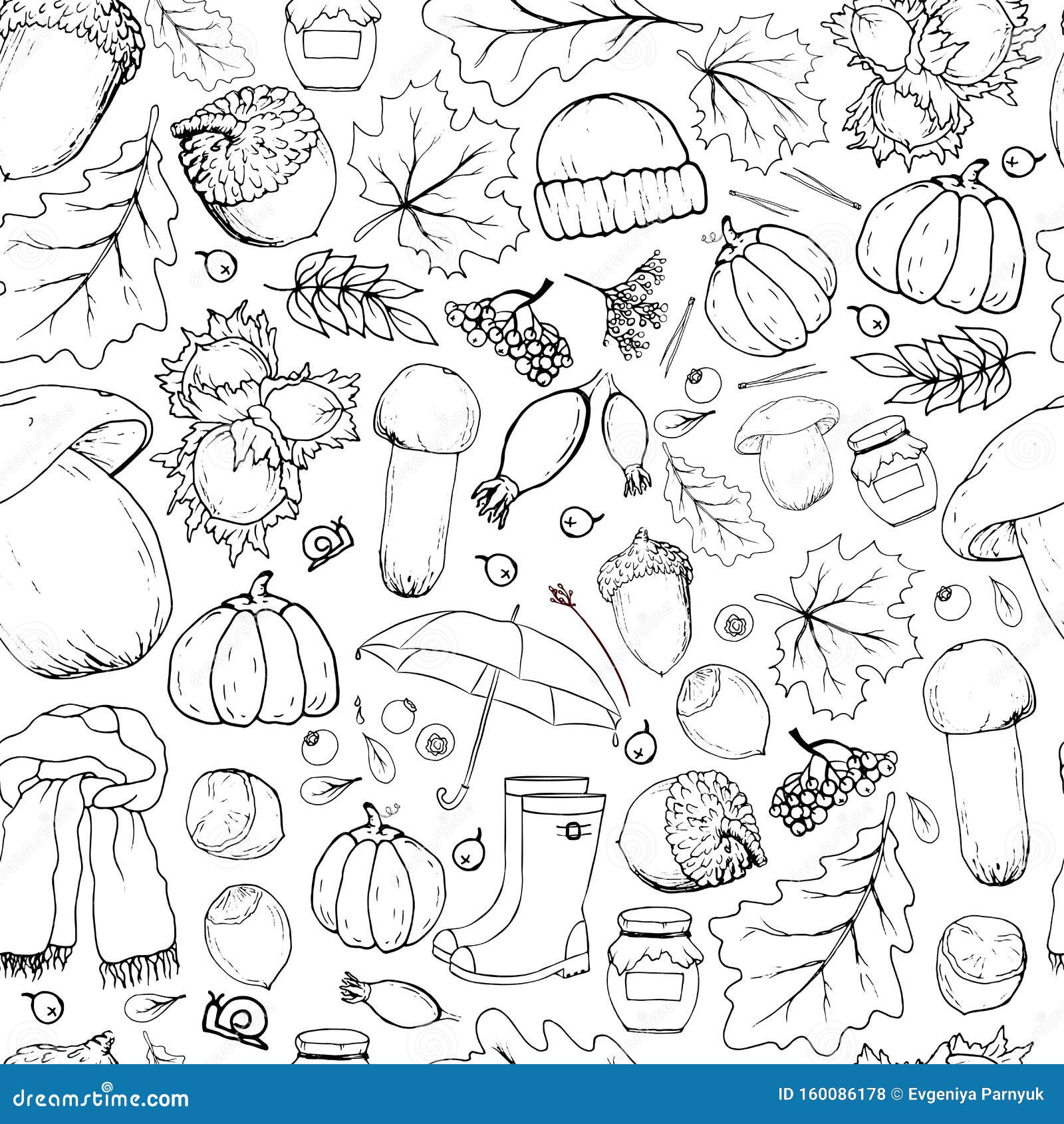 Vector Seamless Pattern with Autumn Objects. Stock Vector ...