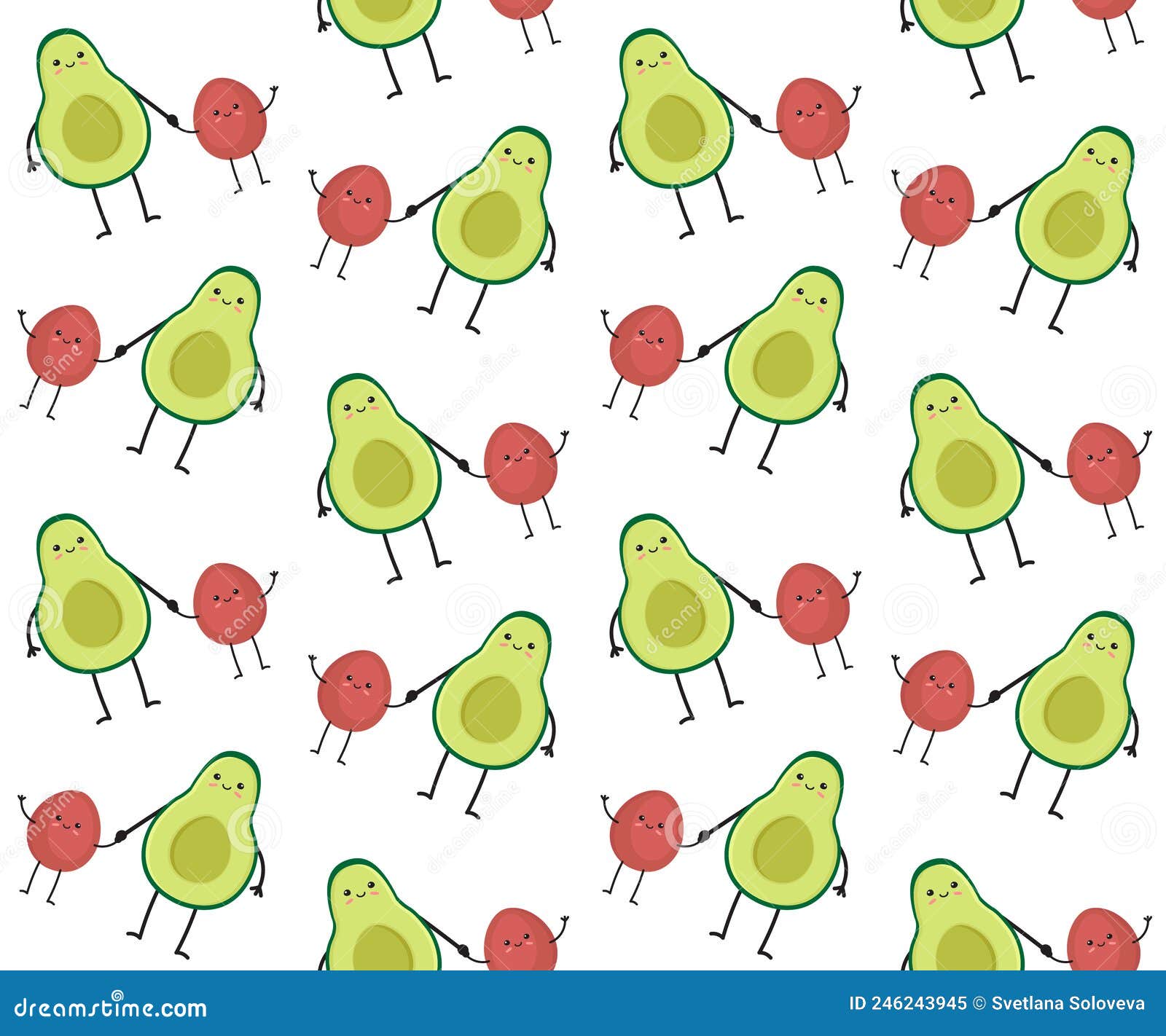 Vector Seamless Pattern of Avocado Mom and Baby Stock Vector ...