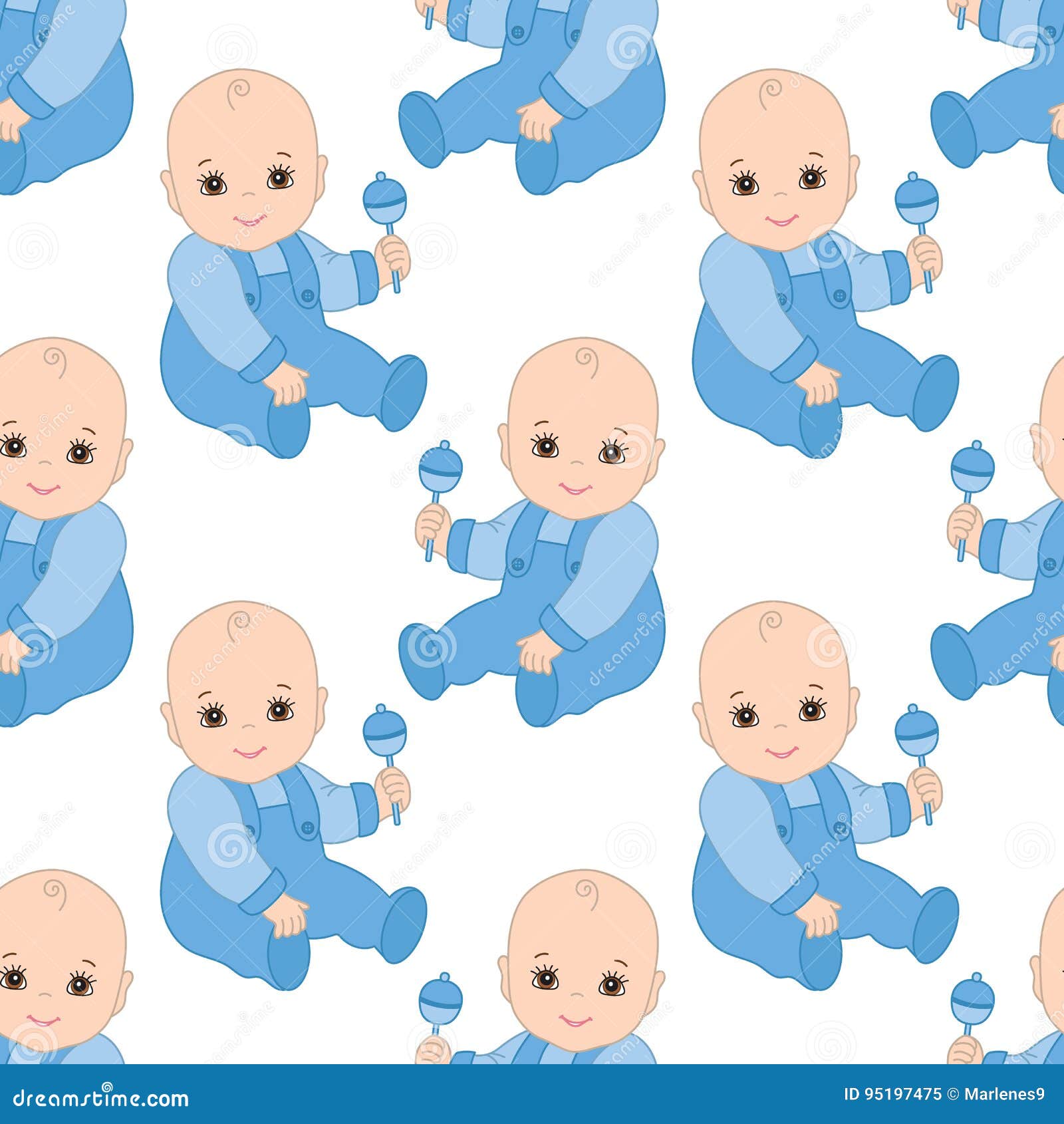 Vector Seamless Pattern with Baby Boy. Seamless Pattern for Baby Boy ...
