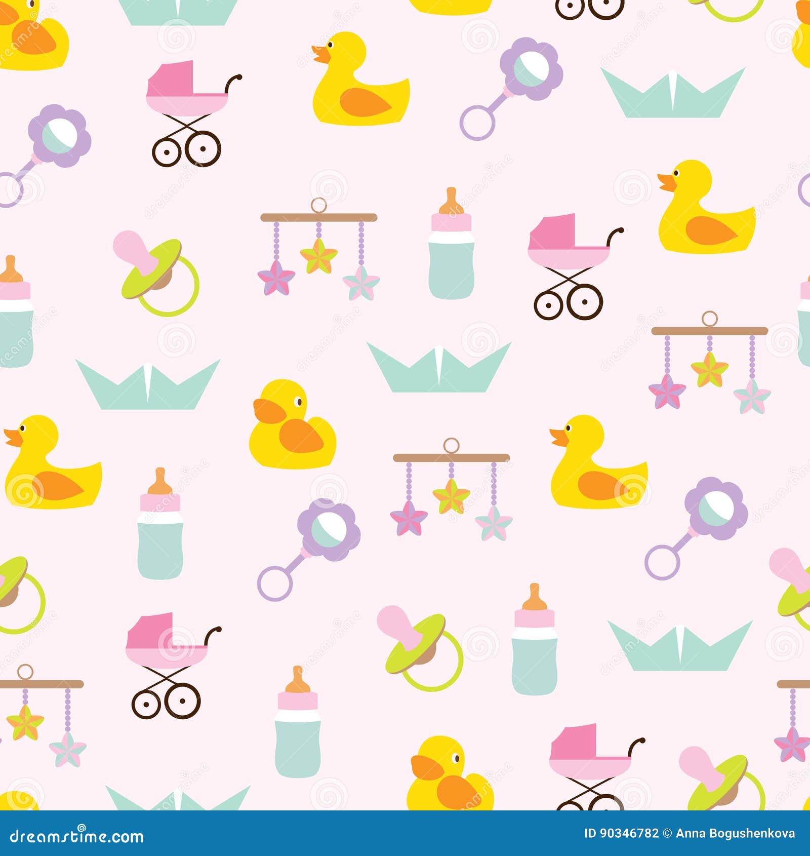 Vector Seamless Pattern of Baby Icons and Symbols Stock Vector ...