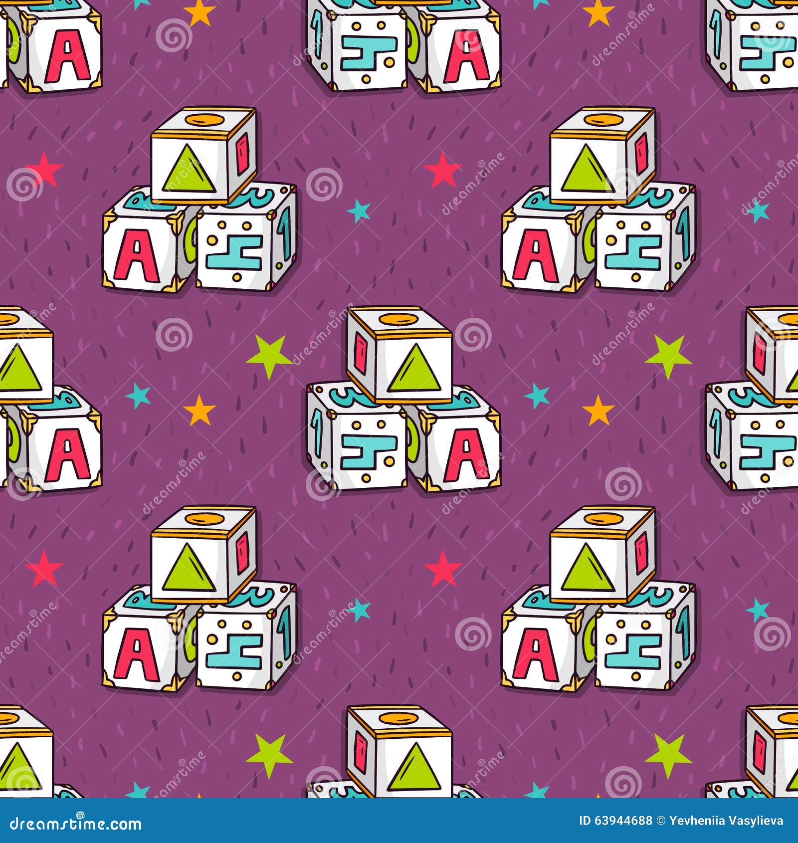 Vector Seamless Pattern with Baby Toy Blocks Stock Vector ...