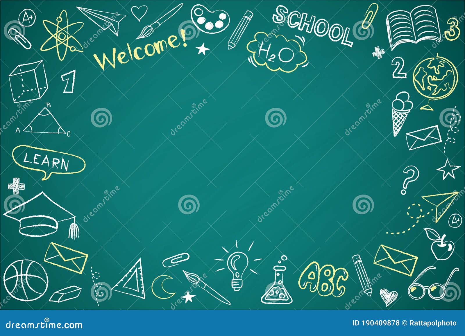 Vector Seamless Pattern Background Back To School with Education Doodle ...