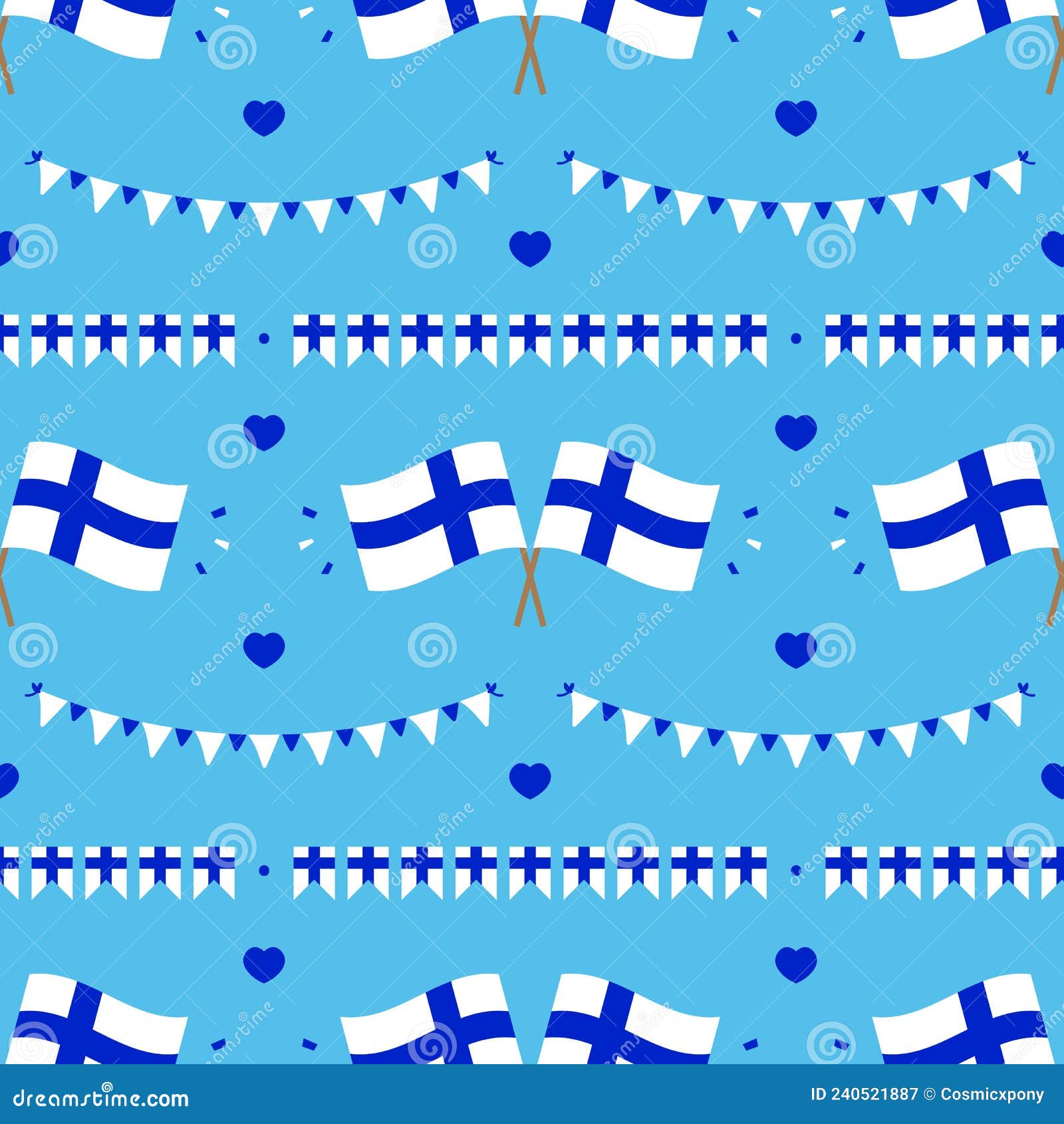 Vector Seamless Pattern Background with Finland Flags, Garlands and ...