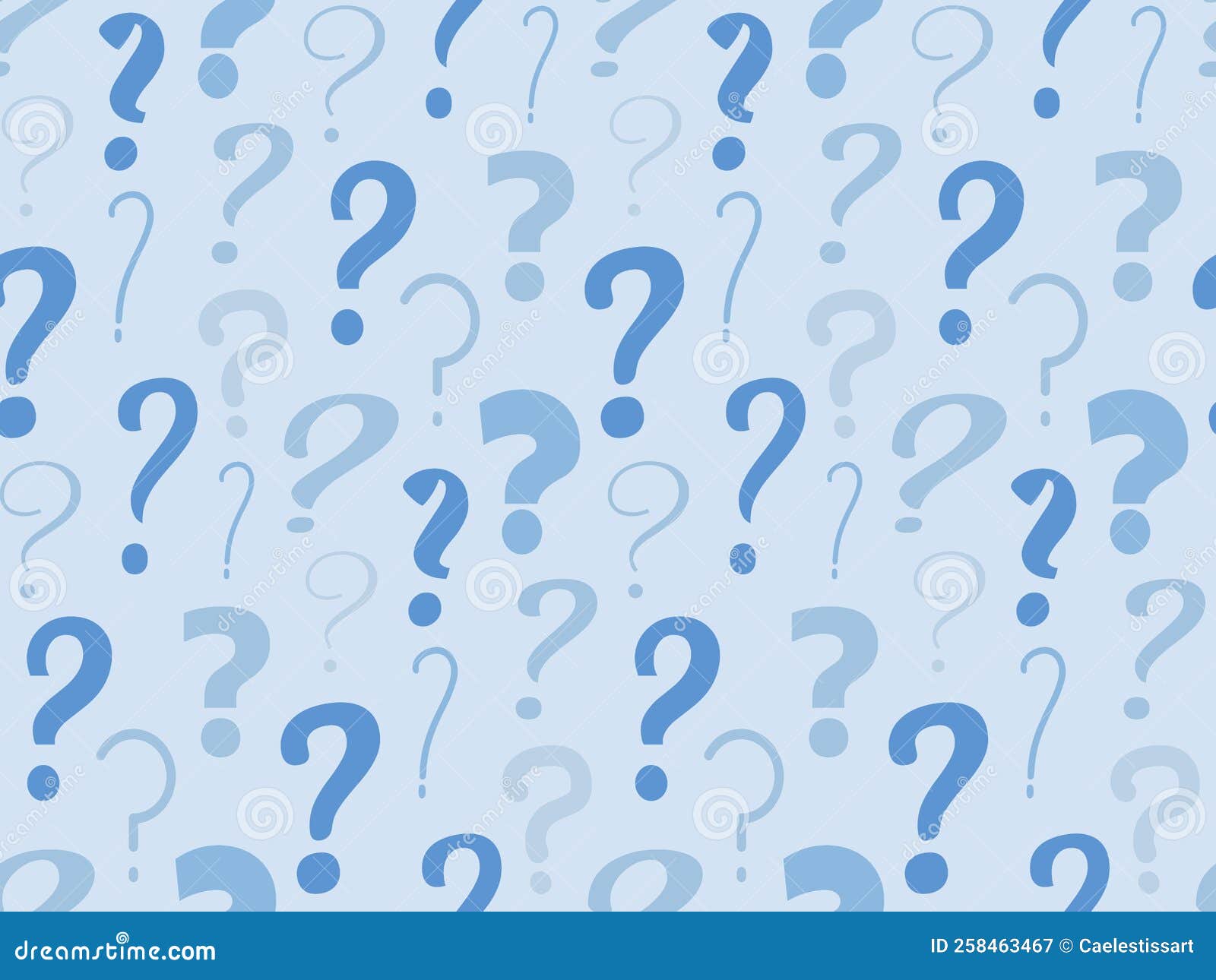 Vector Seamless Pattern Background with Monochrome Blue Sign Question ...