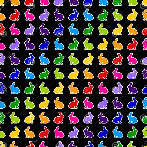 Vector Seamless Pattern Background of Multicolored Rabbit Sticker Icons ...