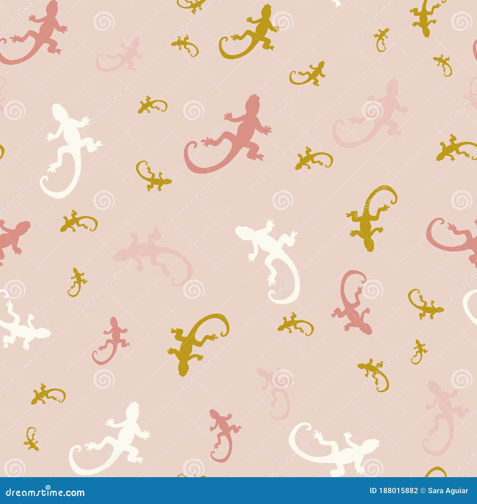 Vector Seamless Pattern Background with Pink Lizards. Stock Vector ...