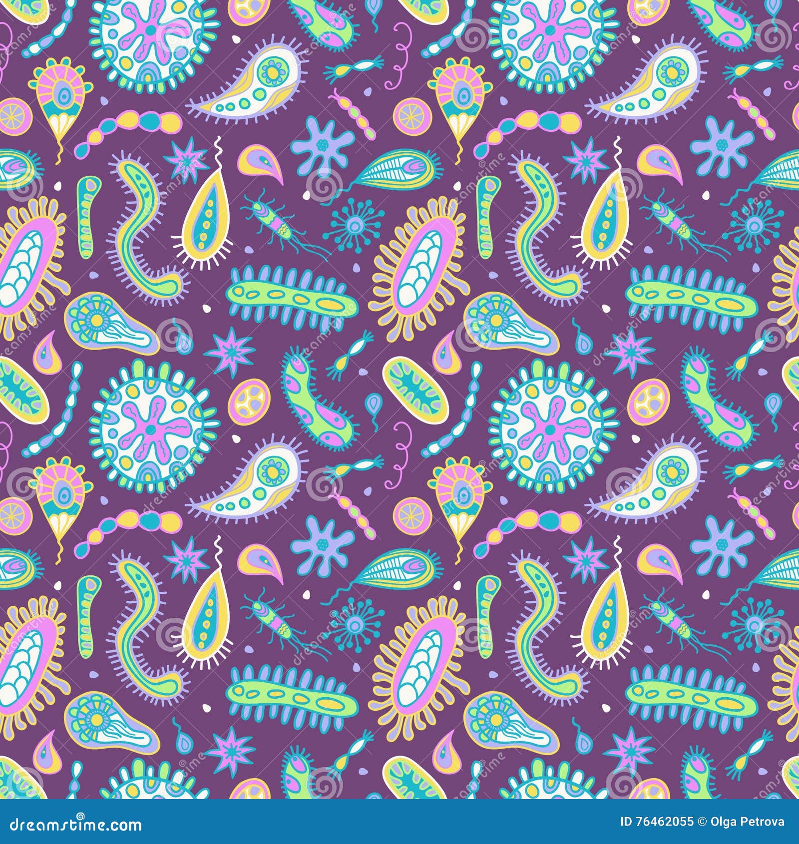 Vector Seamless Pattern with Bacteria. Stock Vector - Illustration of ...